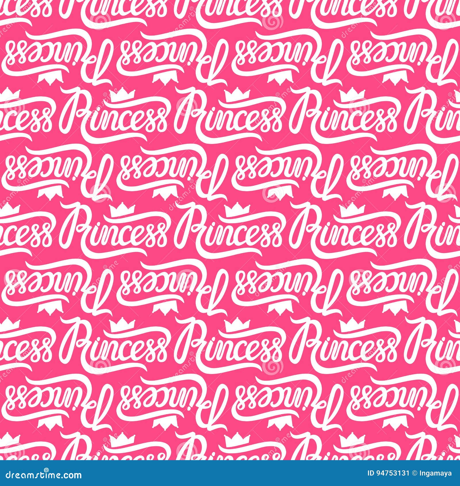 Vector Lettering Princess Pink. Seamless Repeating Pattern. Stock ...