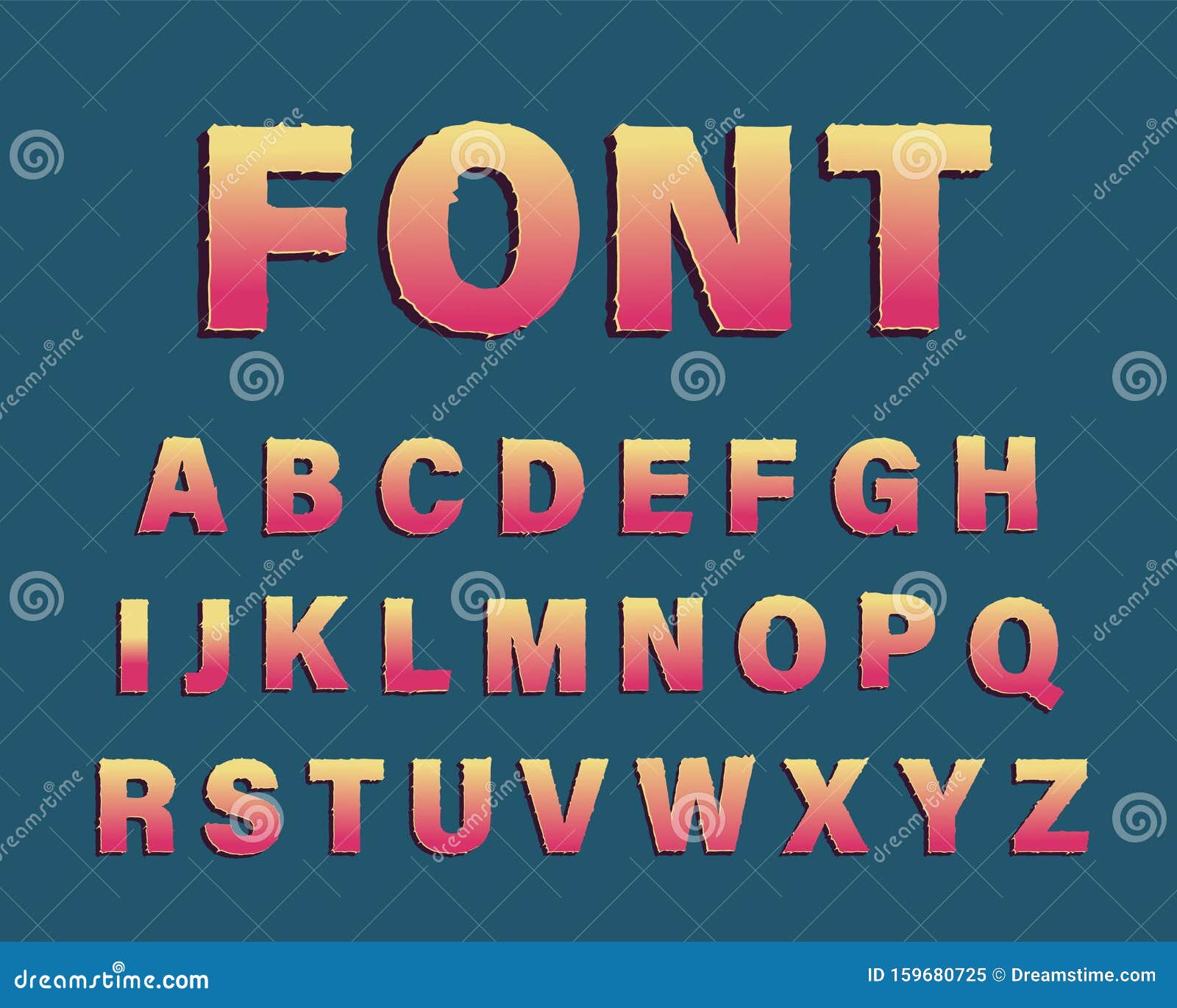 Vector Lettering with Stone Volume Letters Gradient on Blue Background ...