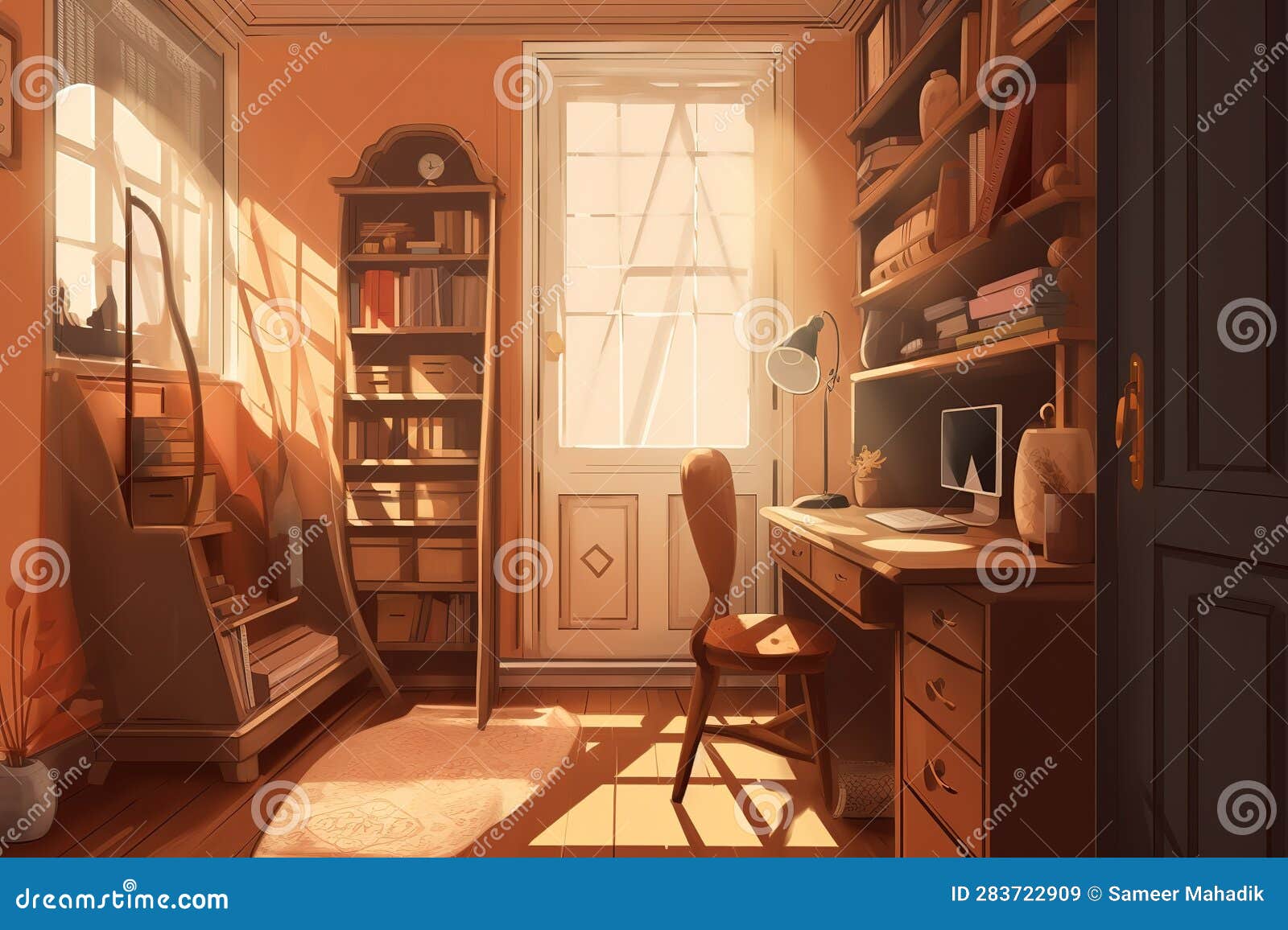 Vector of Library Book Shelf Background. Generative AI Stock ...