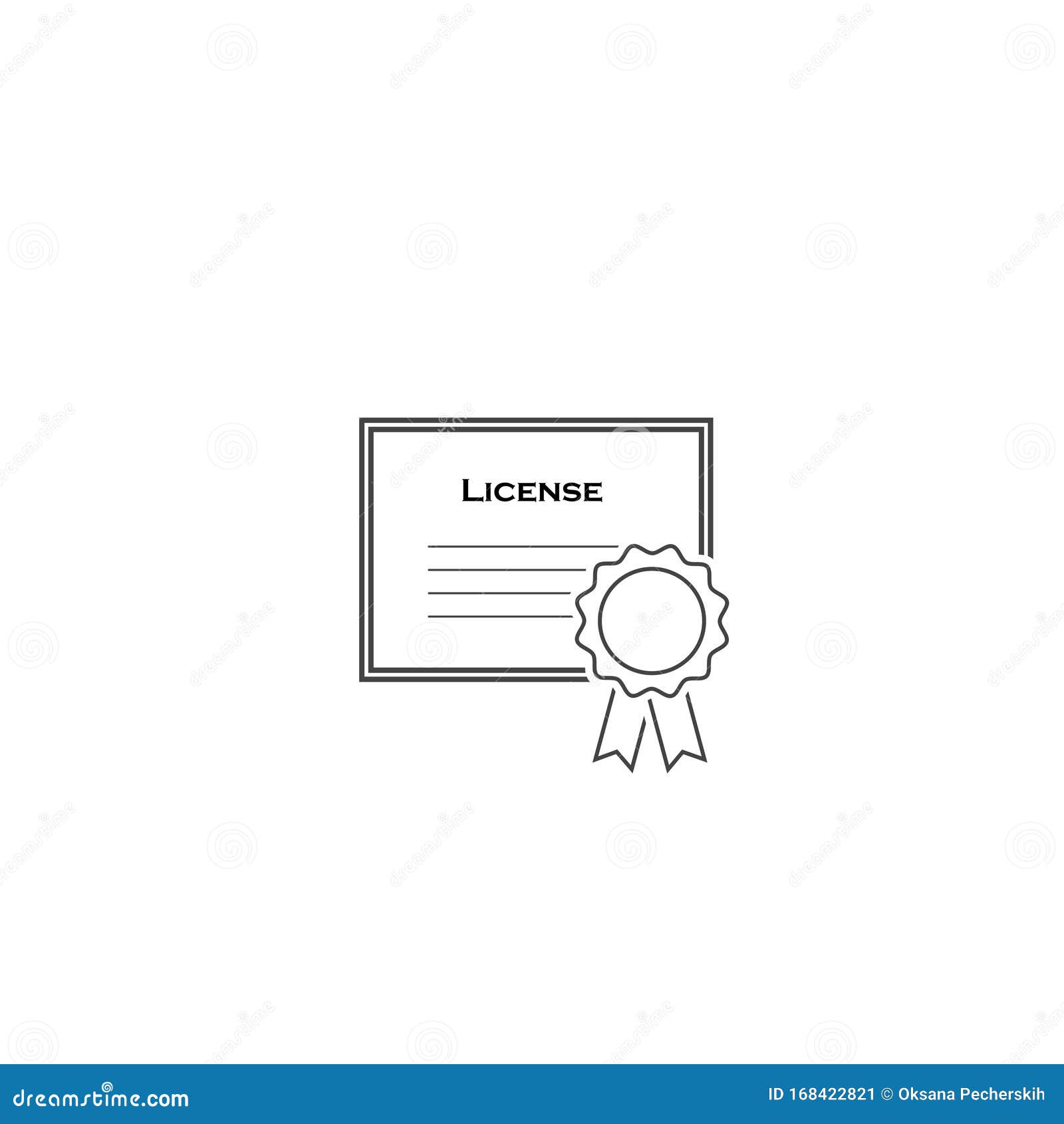 Vector License Certificate Icon on White Isolated Background Stock ...