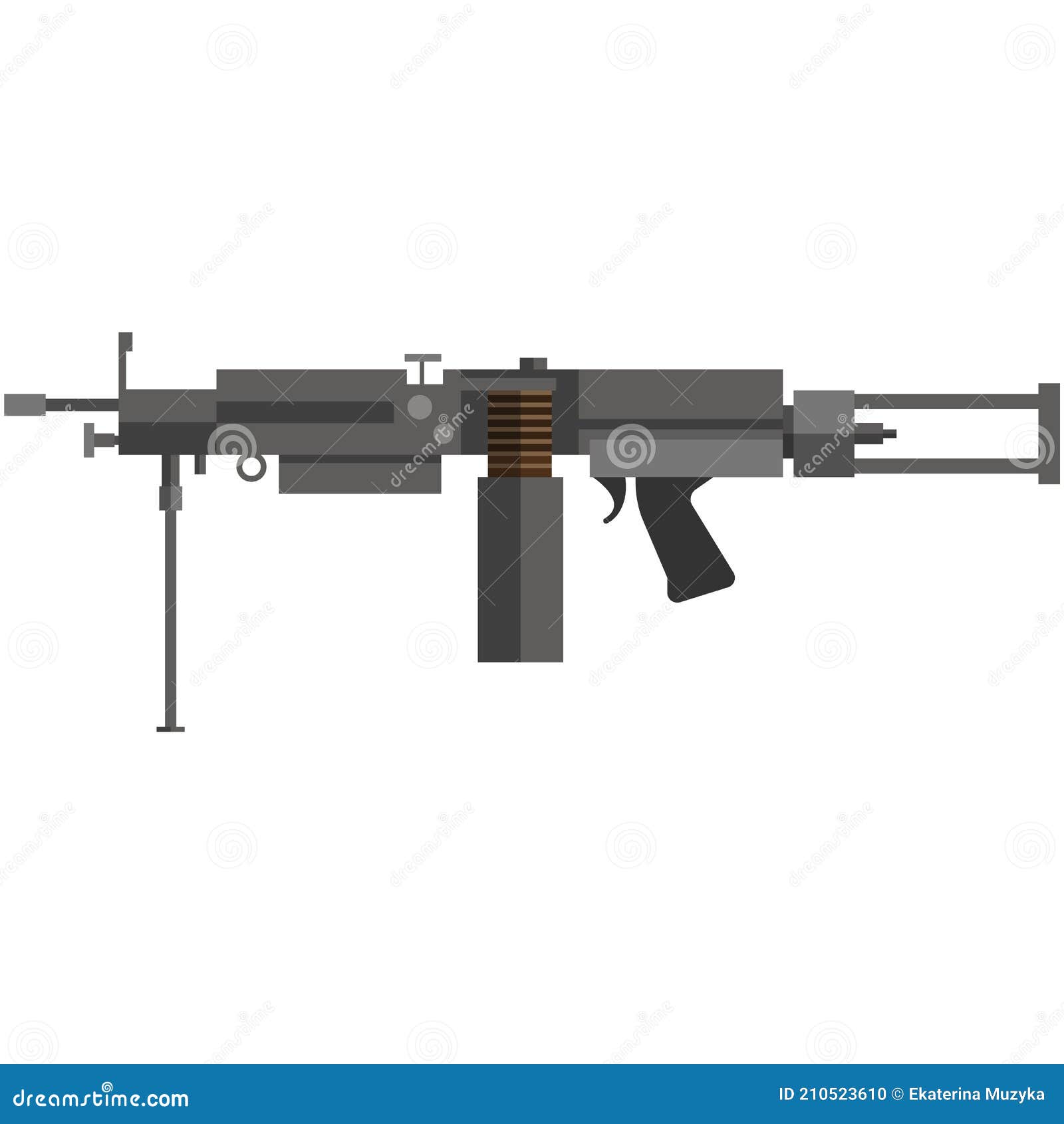 Vector Light Automatic Gun Isolated on White Background Stock Vector ...