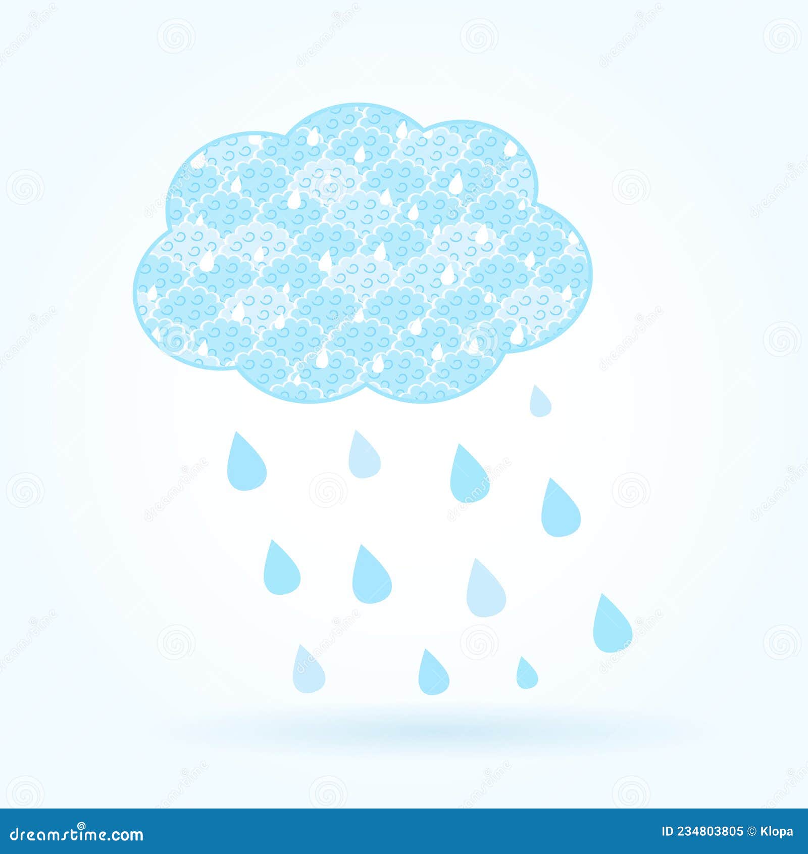 Vector Light Blue Cloud with Rain Drops Stock Vector - Illustration of ...