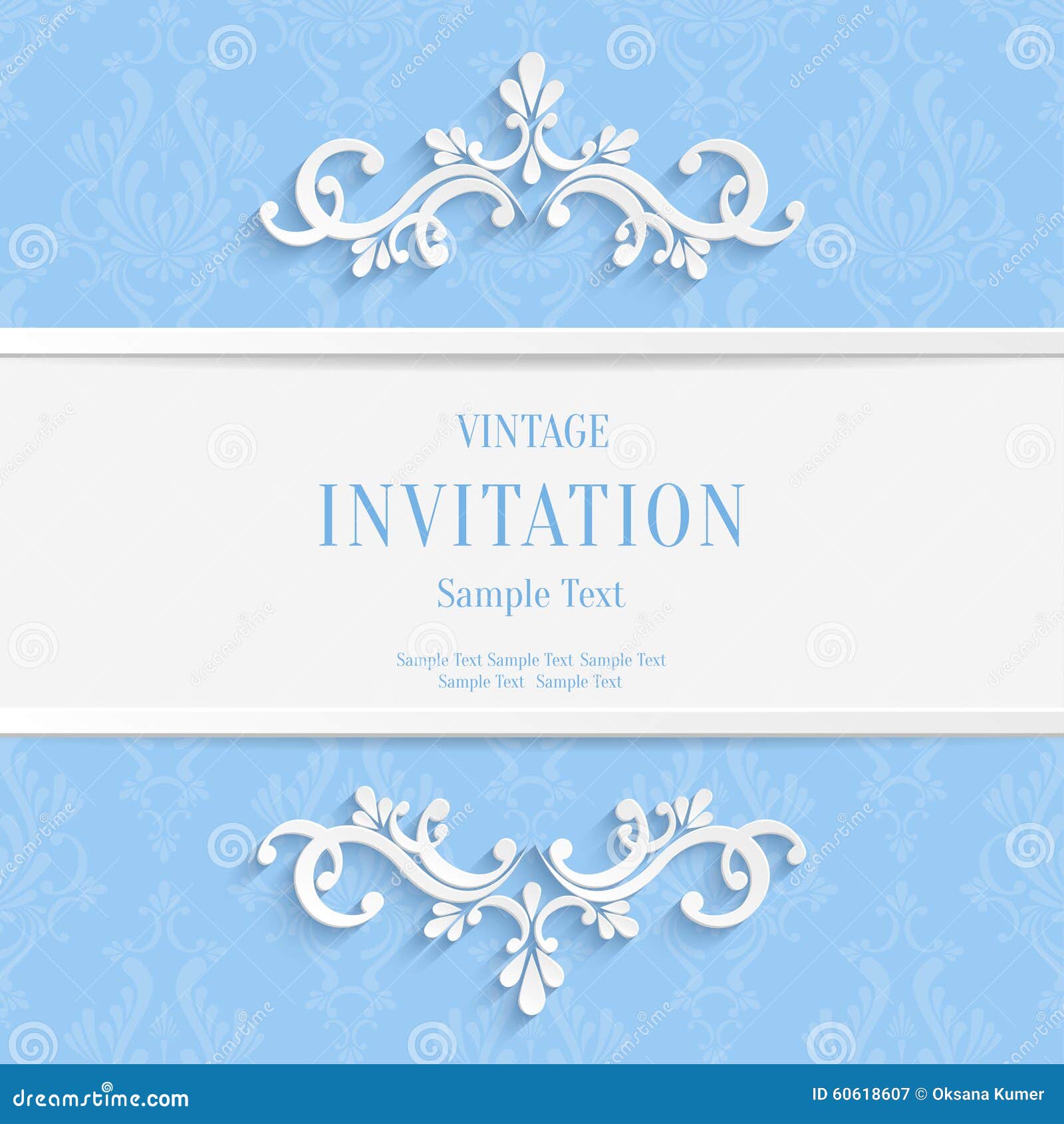 Vector Light Blue Floral 3d Christmas Invitation Cards Background Stock ...