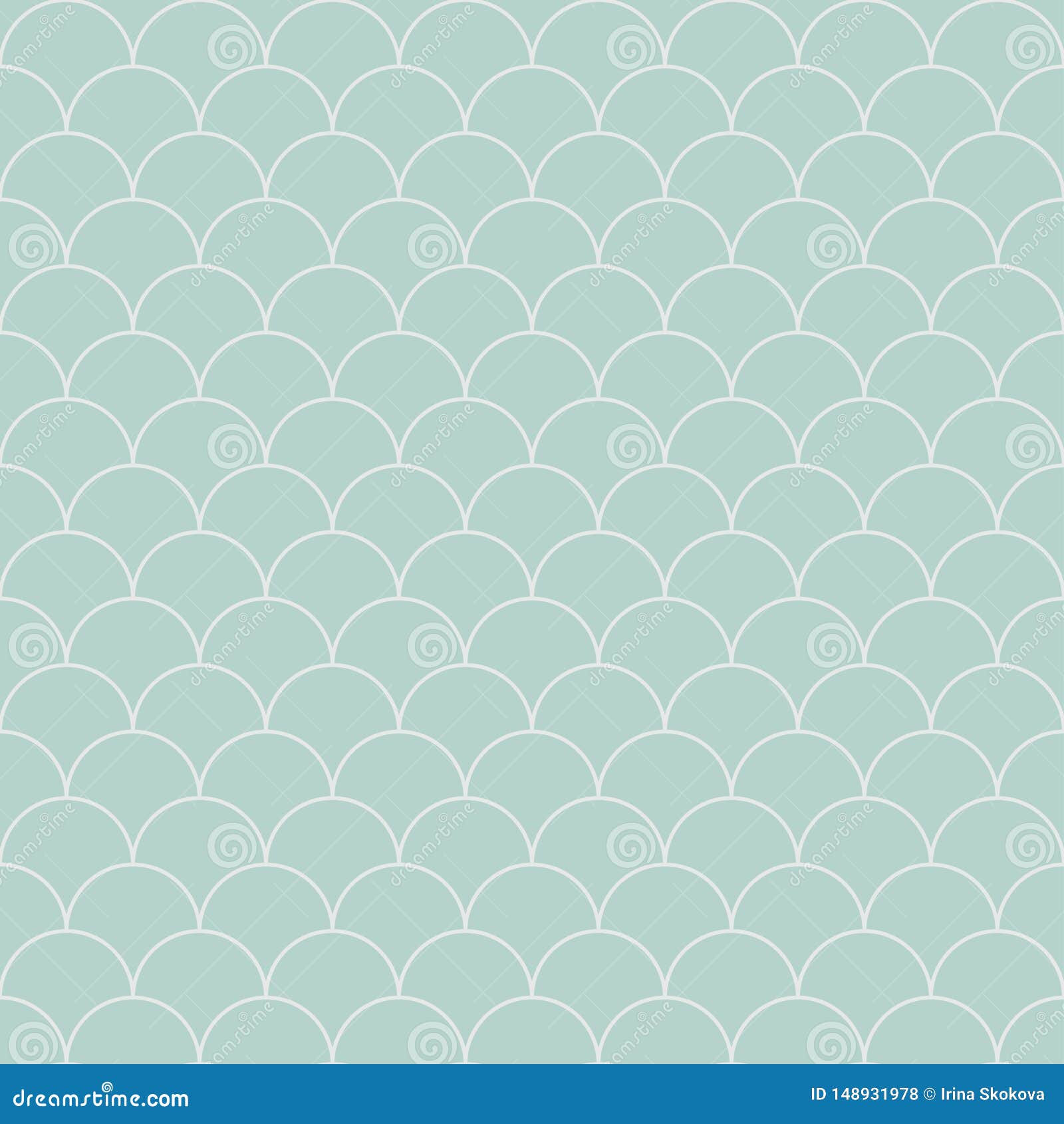 Vector Light-blue Pattern with Shell Ornament. Seamless Texture Stock ...