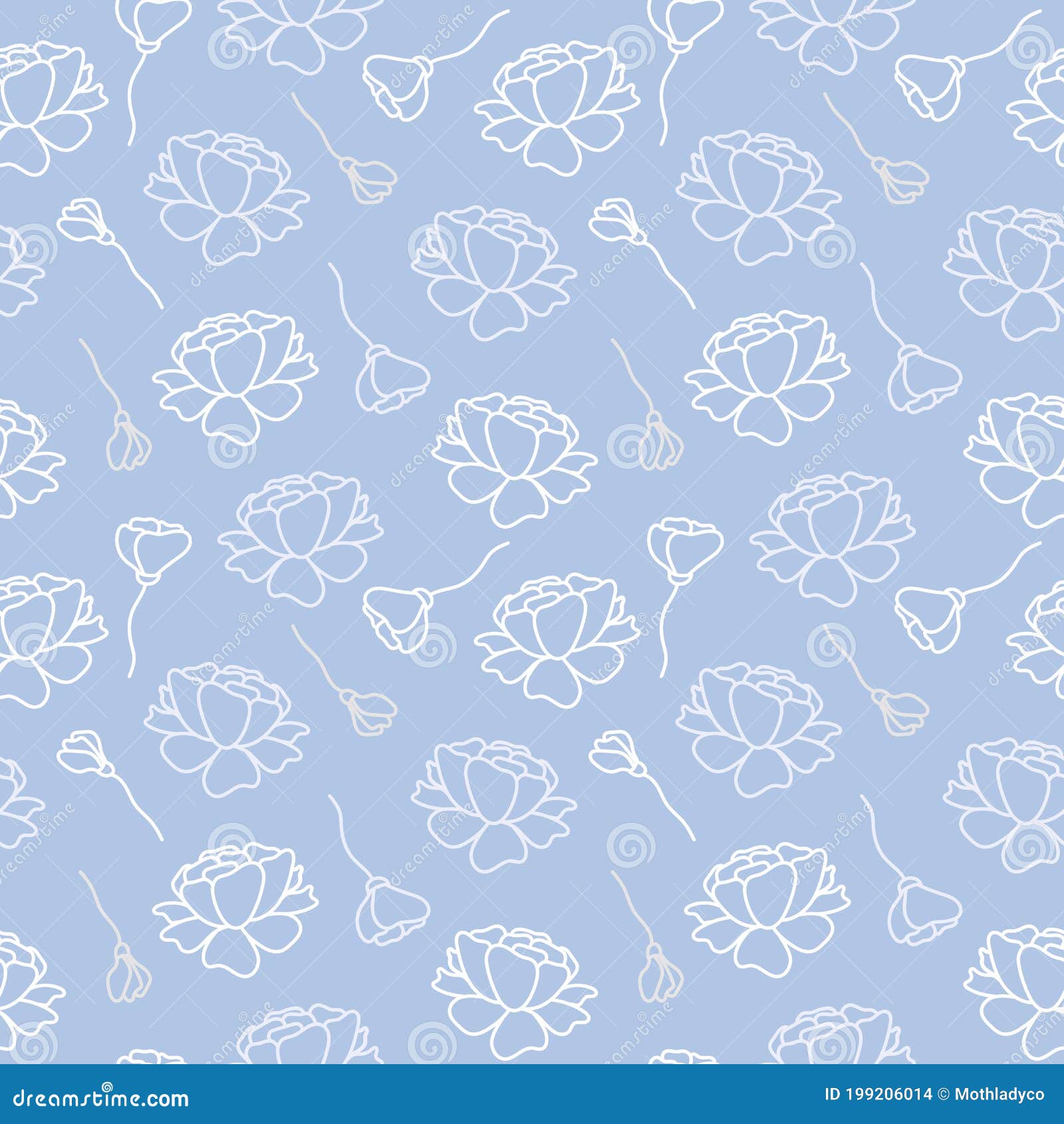 Vector Light Blue Simple Hand Drawn Seamless Pattern Background Stock ...