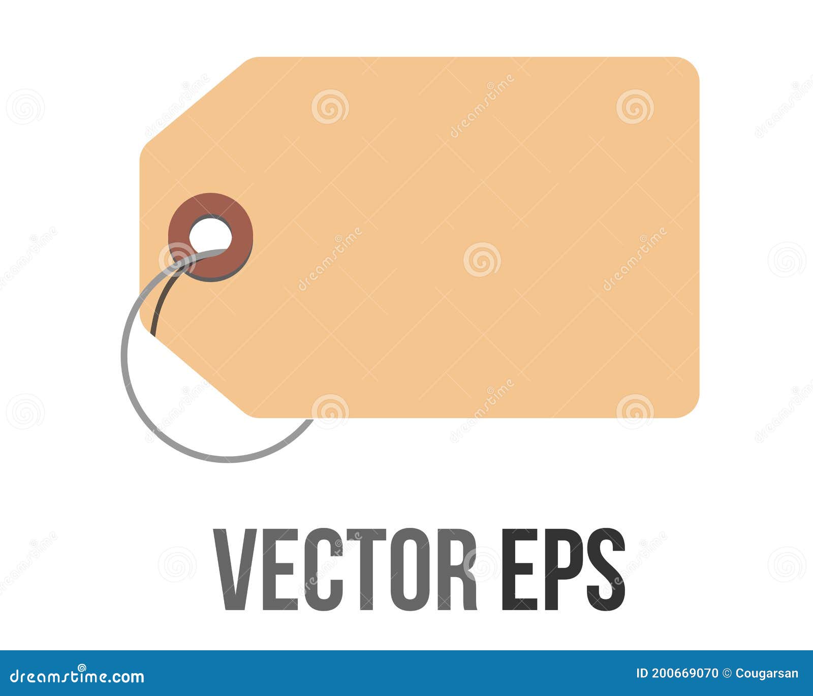 Vector Light Brown Rectangular Price Tag with Hole and String Icon ...