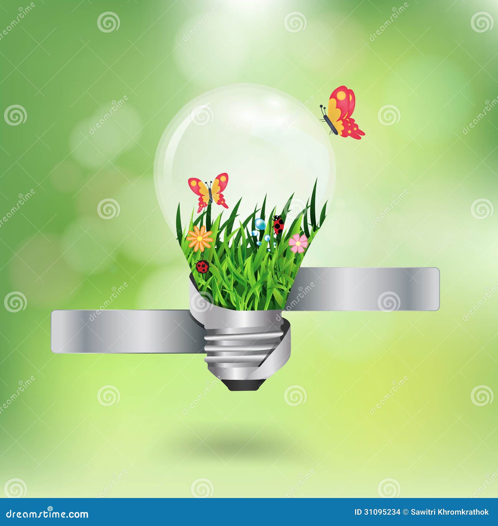 Vector Light Bulb with Beautiful Flower Inside Wit Stock Vector ...