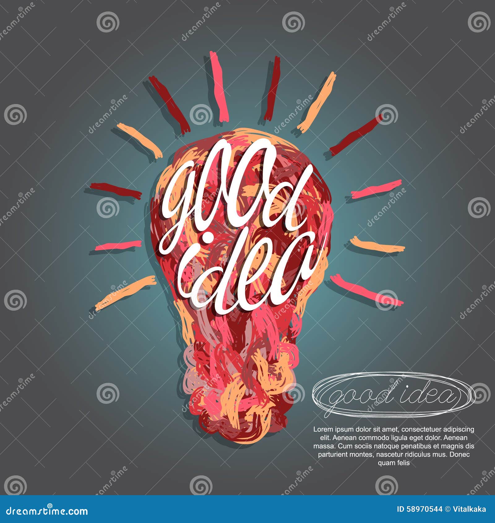 Vector Light Bulb with Concept of Good Idea Stock Vector - Illustration ...