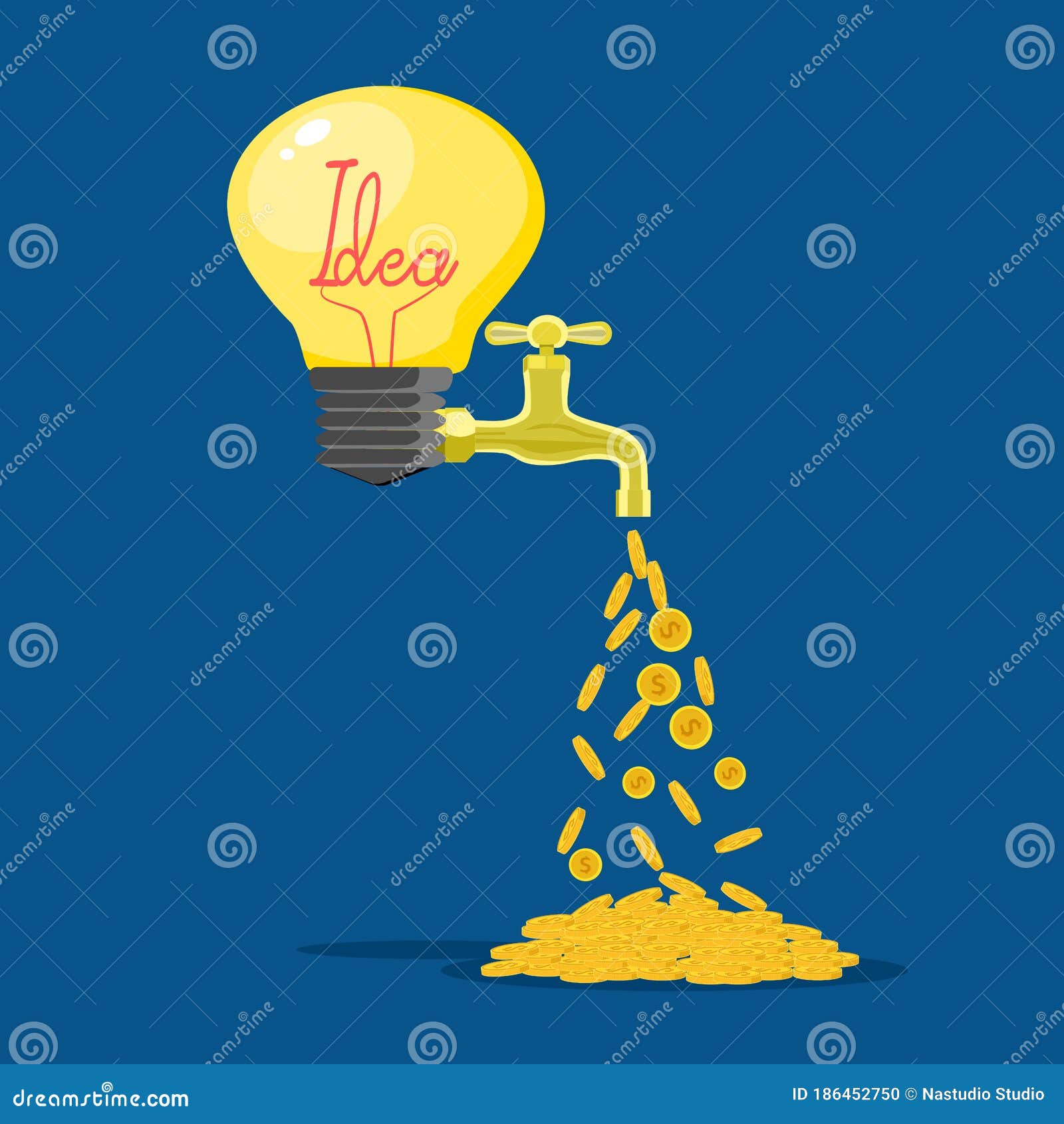 Vector Light Bulb Faucet and Money Flowing Ideas for Making Money Stock ...