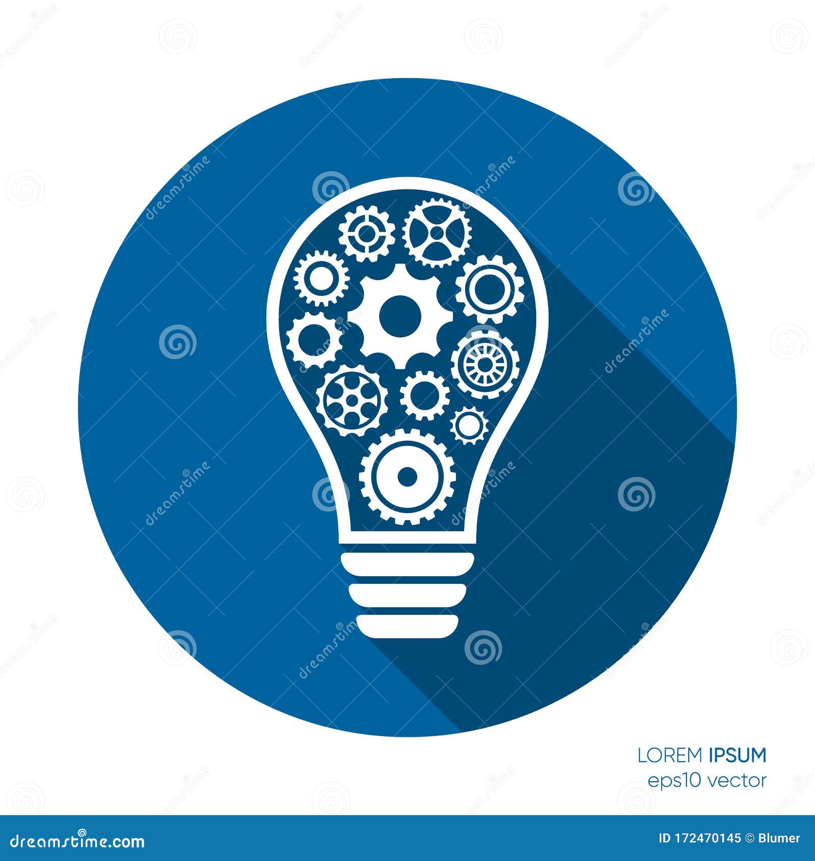 Vector Light Bulb Icon with Gear Wheels Stock Vector - Illustration of ...