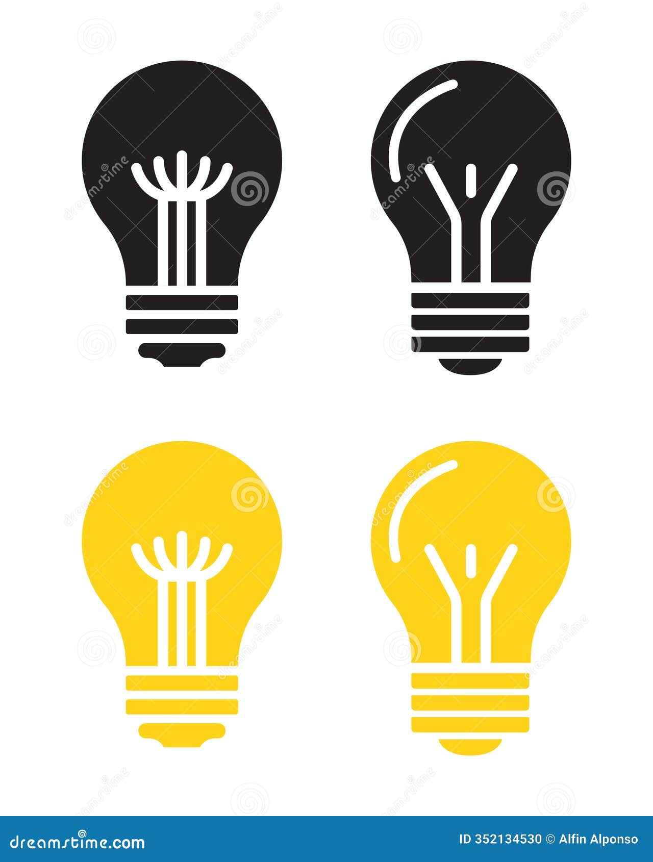 Vector Light Bulb Icon Set stock illustration. Illustration of energy ...