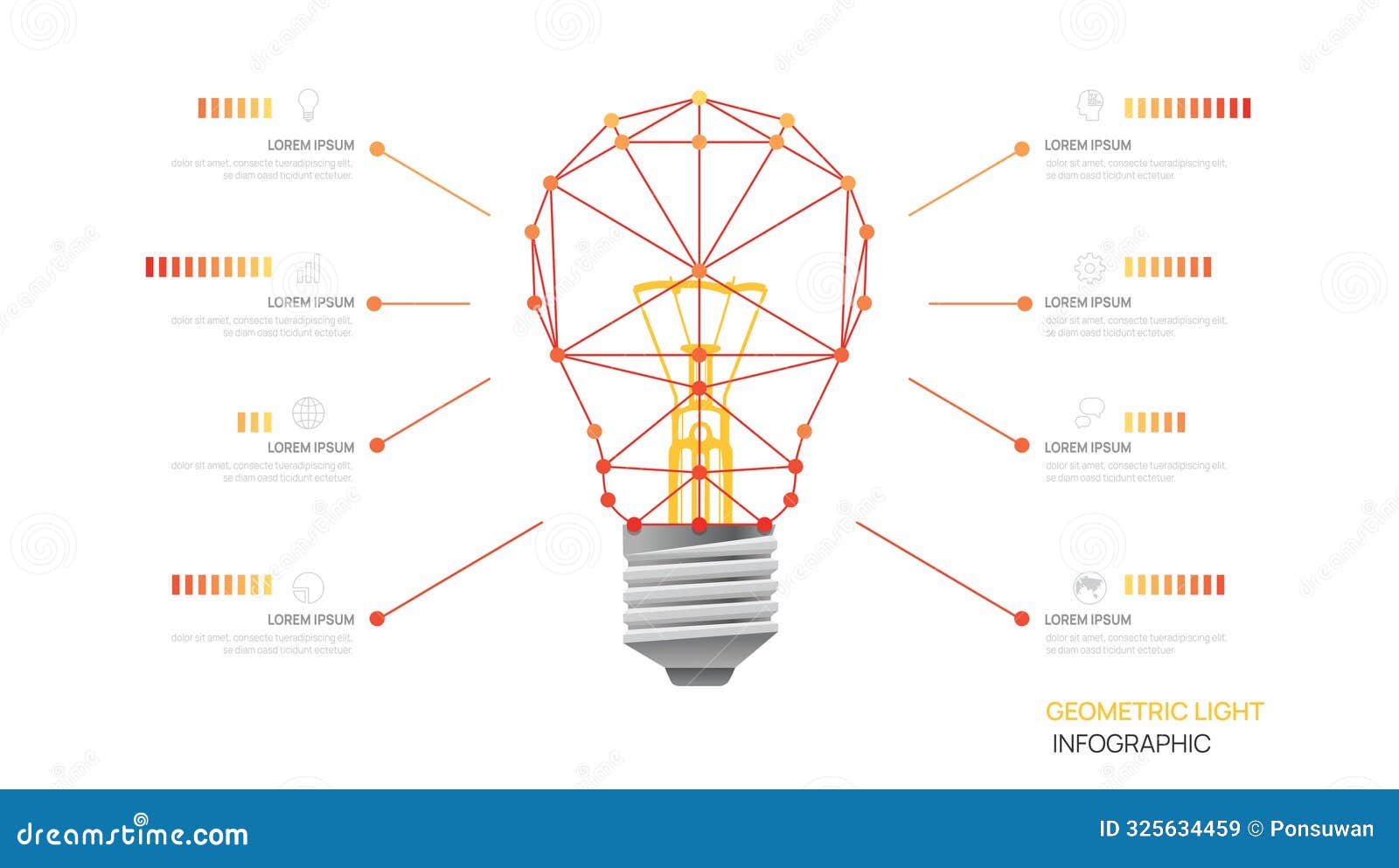 Vector Light Bulb Infographic Template for Business Technology. Low ...