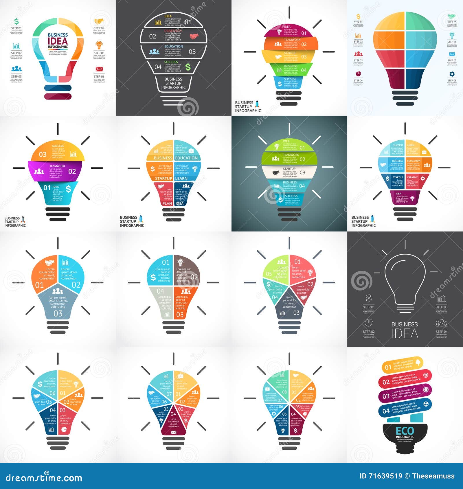 Vector Light Bulb Infographic. Template for Circle Diagram, Graph ...