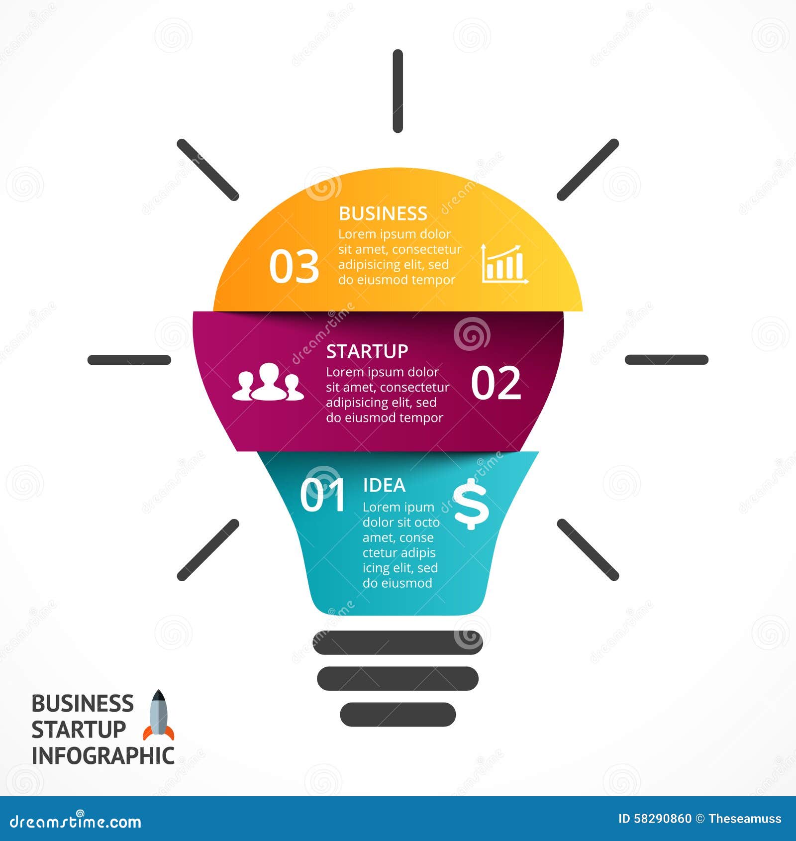 Vector Light Bulb Infographic. Template for Lamp Stock Vector ...