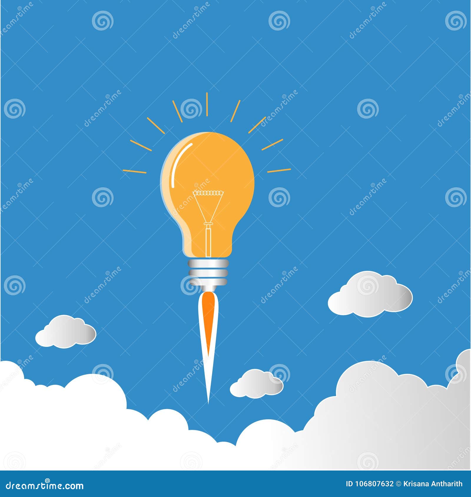 Vector of Light Bulb Launch. Light Bulb in a Flat Style Stock ...