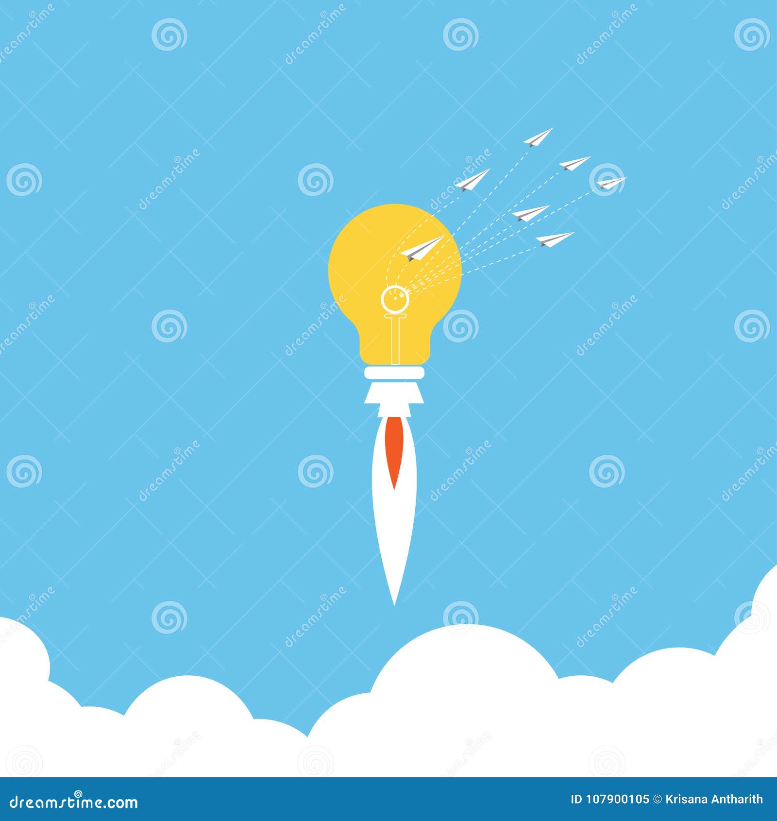 Vector of Light Bulb Launch. Light Bulb in a Flat Style Stock ...