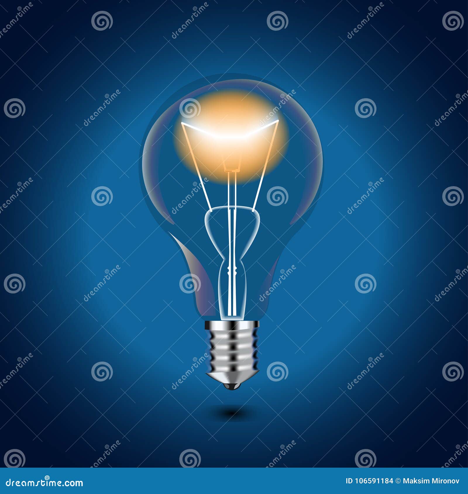 Vector Light Bulb is Lighting Blue Background Stock Vector ...