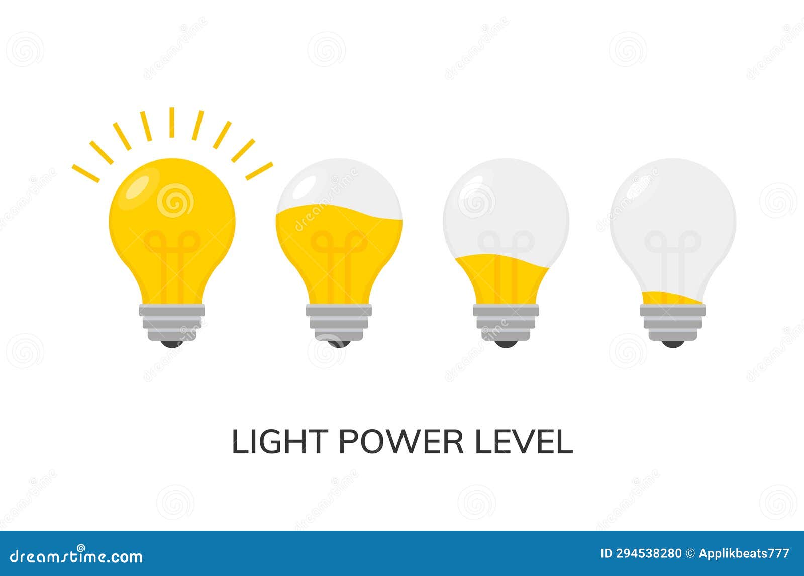 Vector Light Bulb Power Level Icon Isolated. Light Lamp Symbol Electric ...