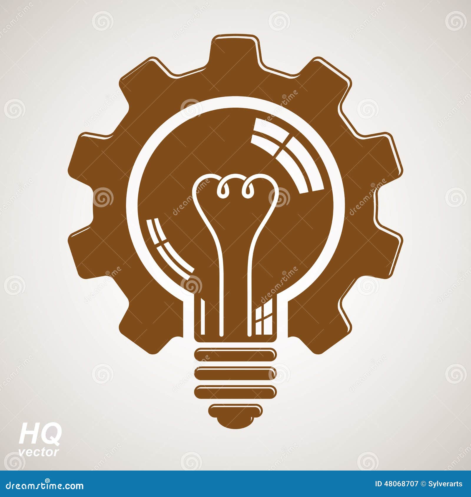 Vector Light Bulb Shape, High Quality Cog Wheel Isolated on Whit Stock ...