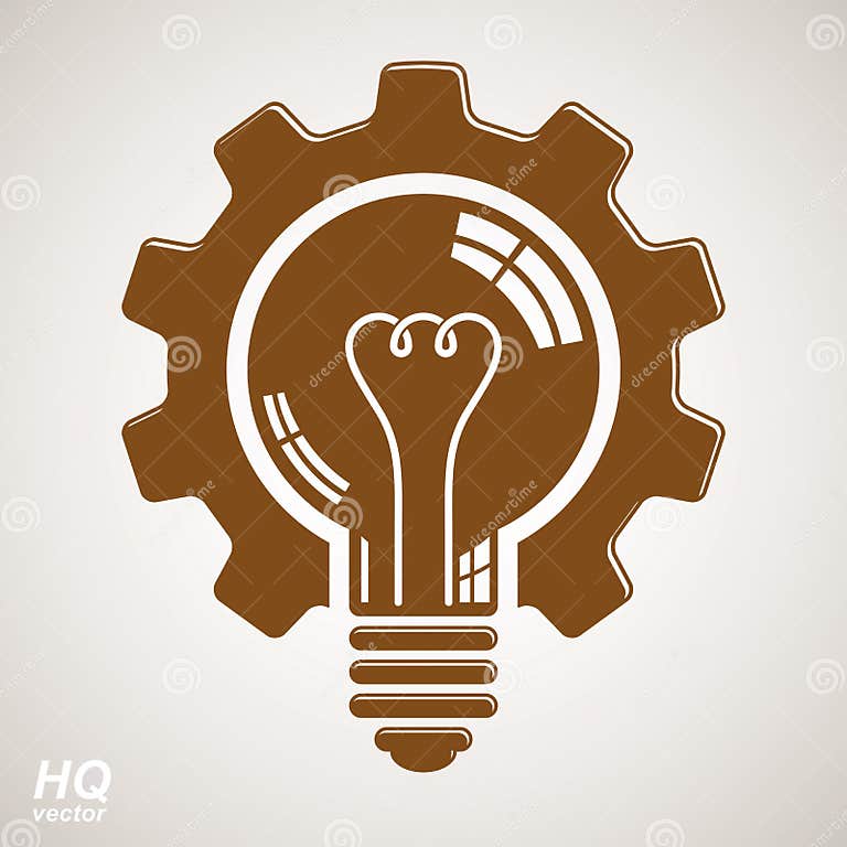 Vector Light Bulb Shape, High Quality Cog Wheel Isolated on Whit Stock ...