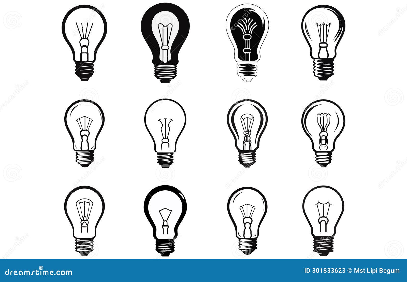 Vector Light Bulb Silhouette,light Bulb Silhouette Set Stock Vector ...