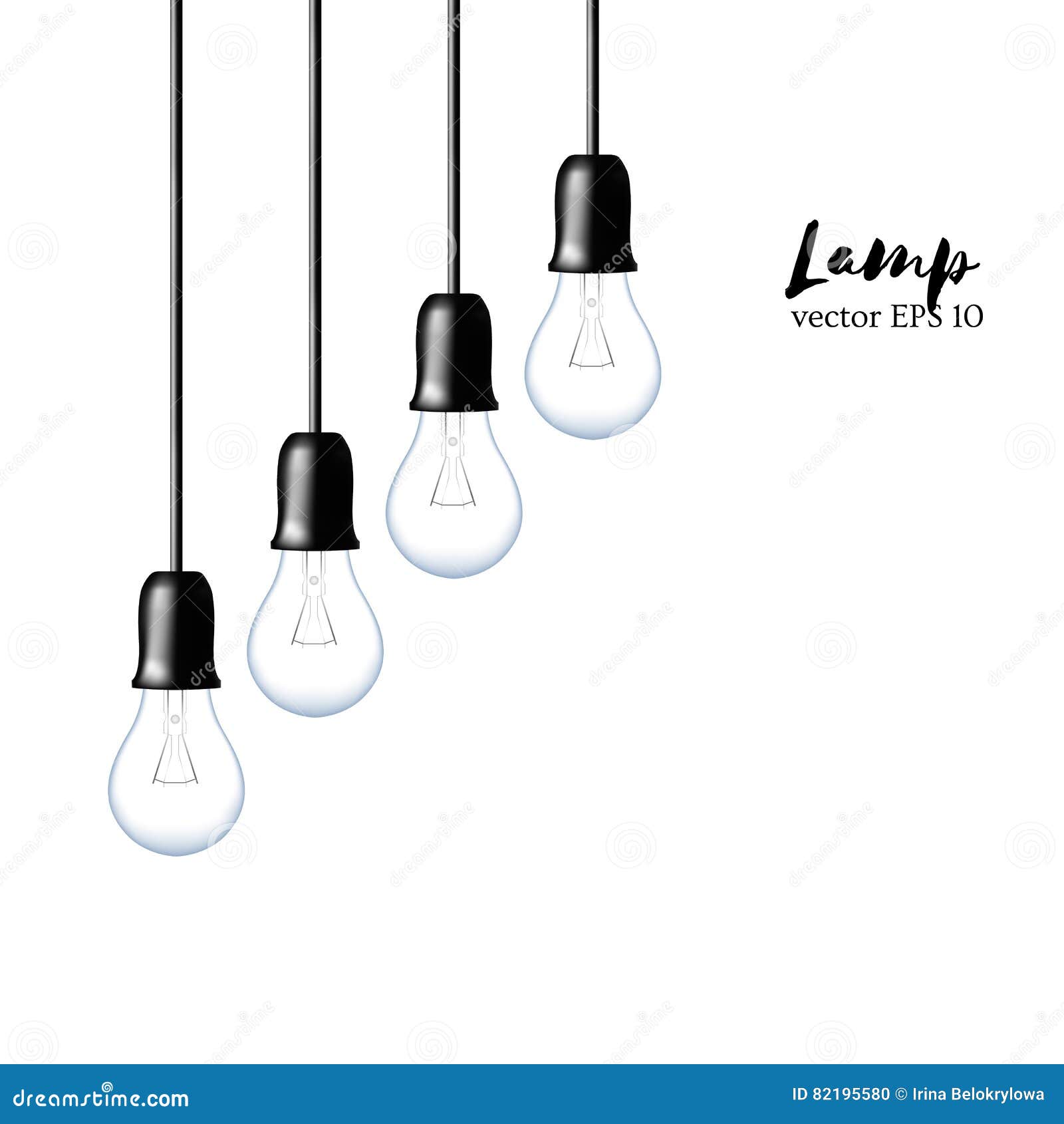 Vector Light Bulbs Isolated in Diagonal Line. Realistic Style Lamps ...