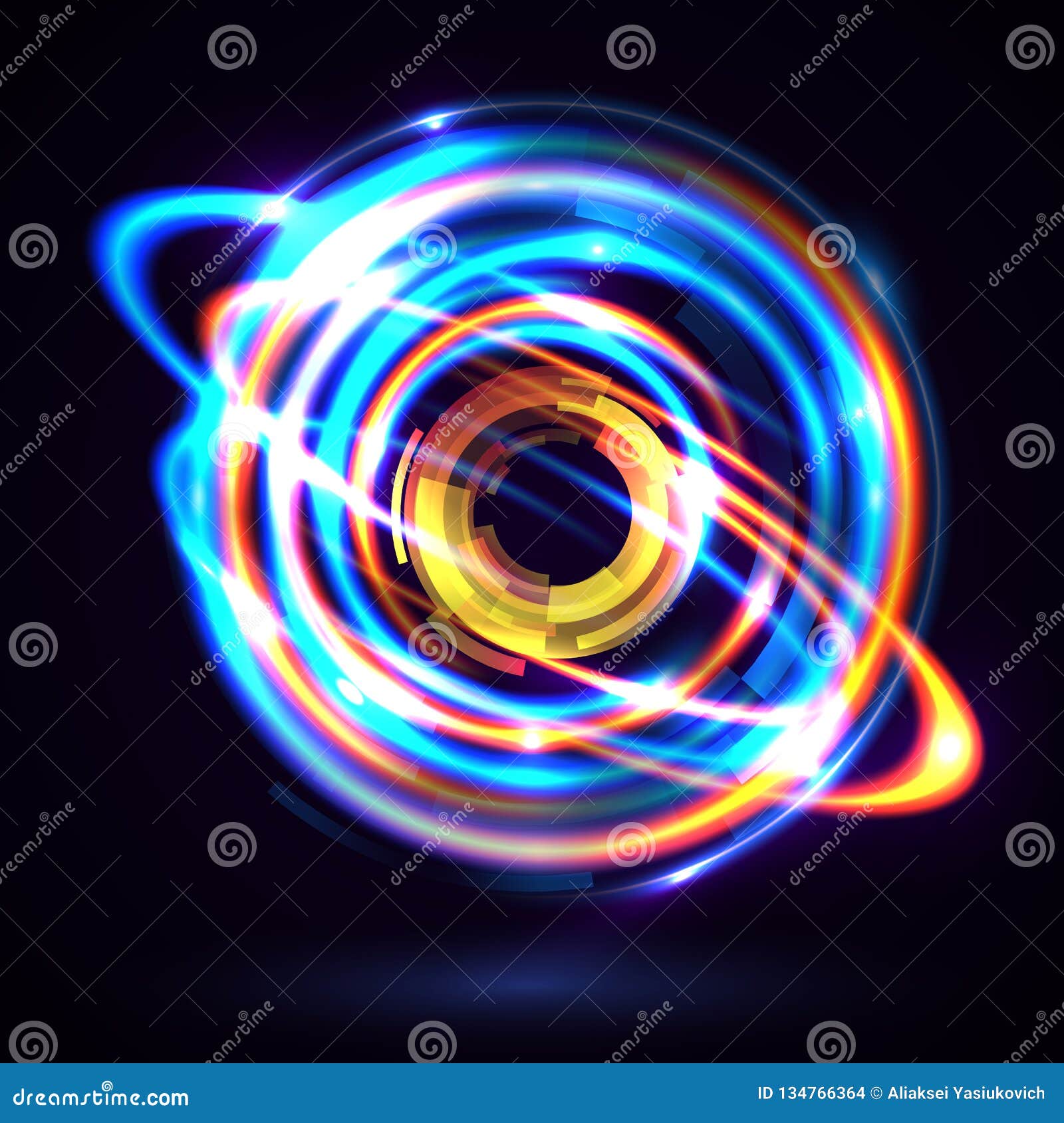 Circular lens flare. stock vector. Illustration of blue - 134766364