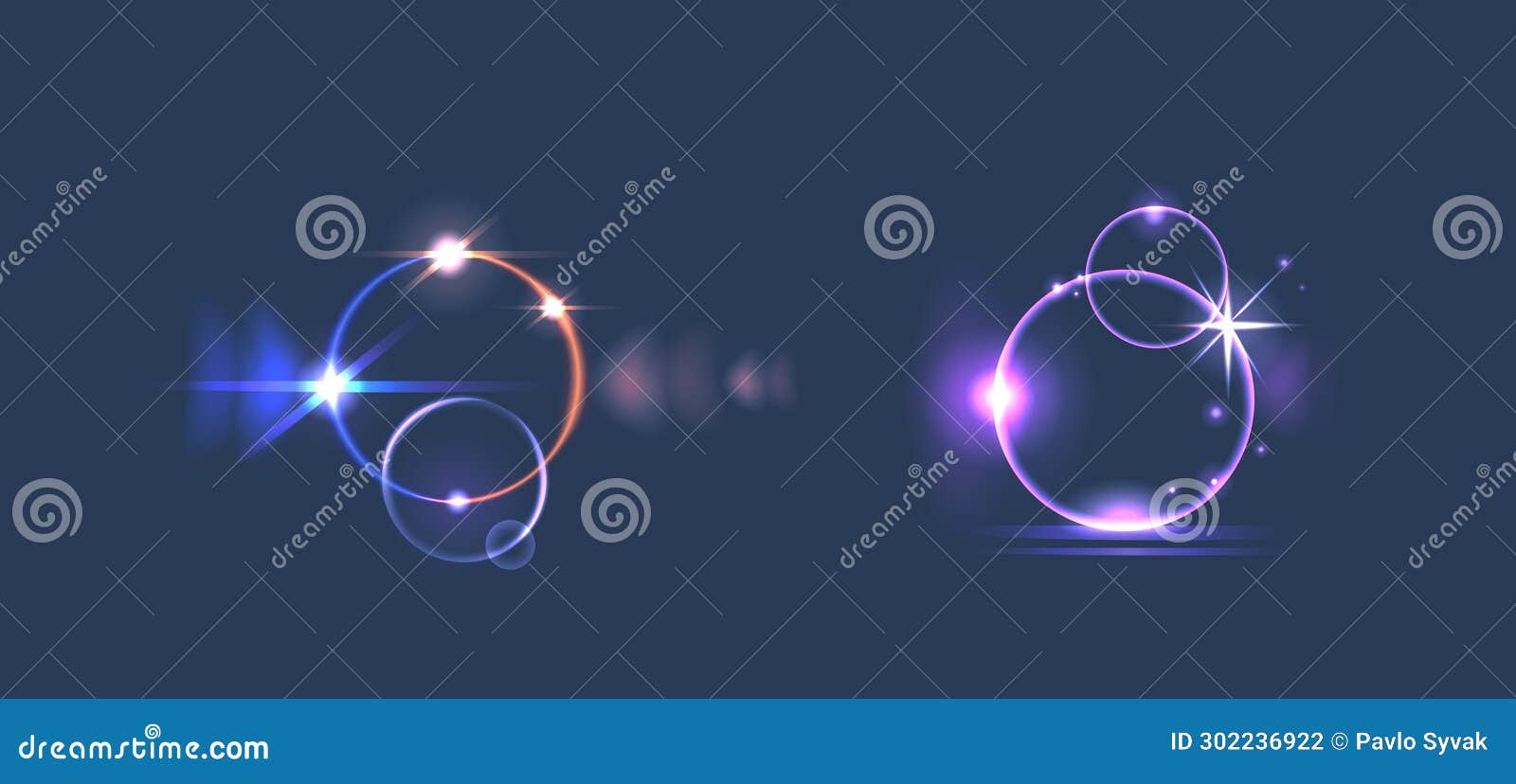 Vector Light Effects, Dynamic Vibrant Glowing Rings, Radiant Visual ...