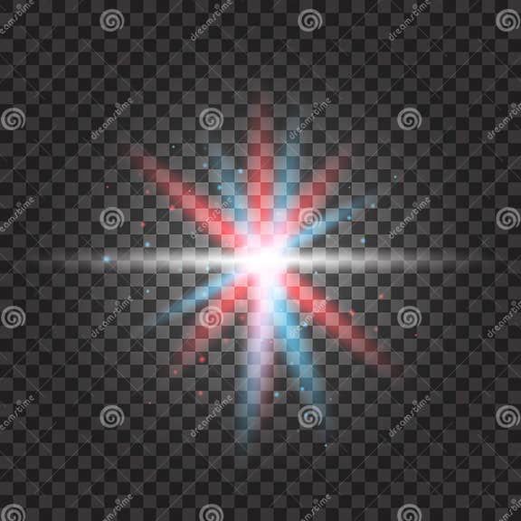 Vector Light Effects. Red and Blue Light Lens Effects on Transparent ...
