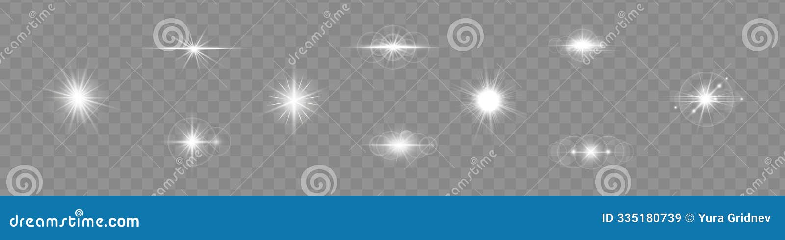Vector Light Effects. Set of White Light Lens Effects on Transparent ...