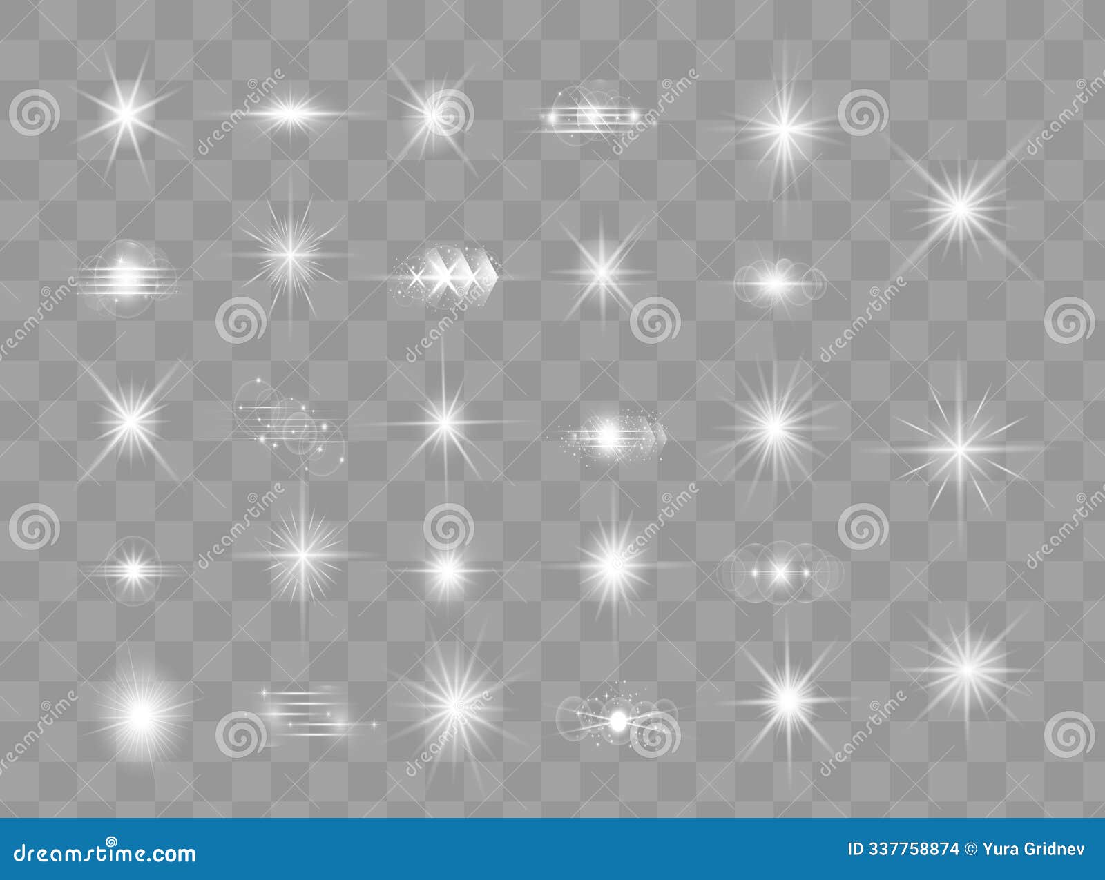 Vector Light Effects. Set of White Light Lens Effects on Transparent ...