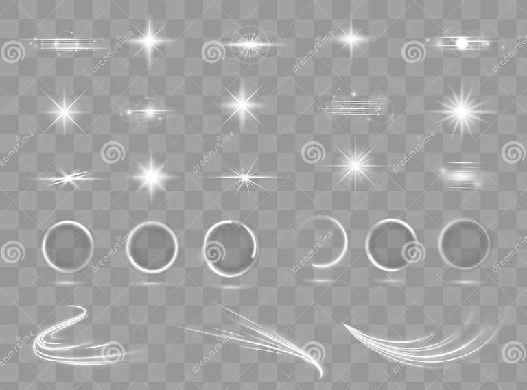 Vector Light Effects. Set of White Light Lens Effects on Transparent ...