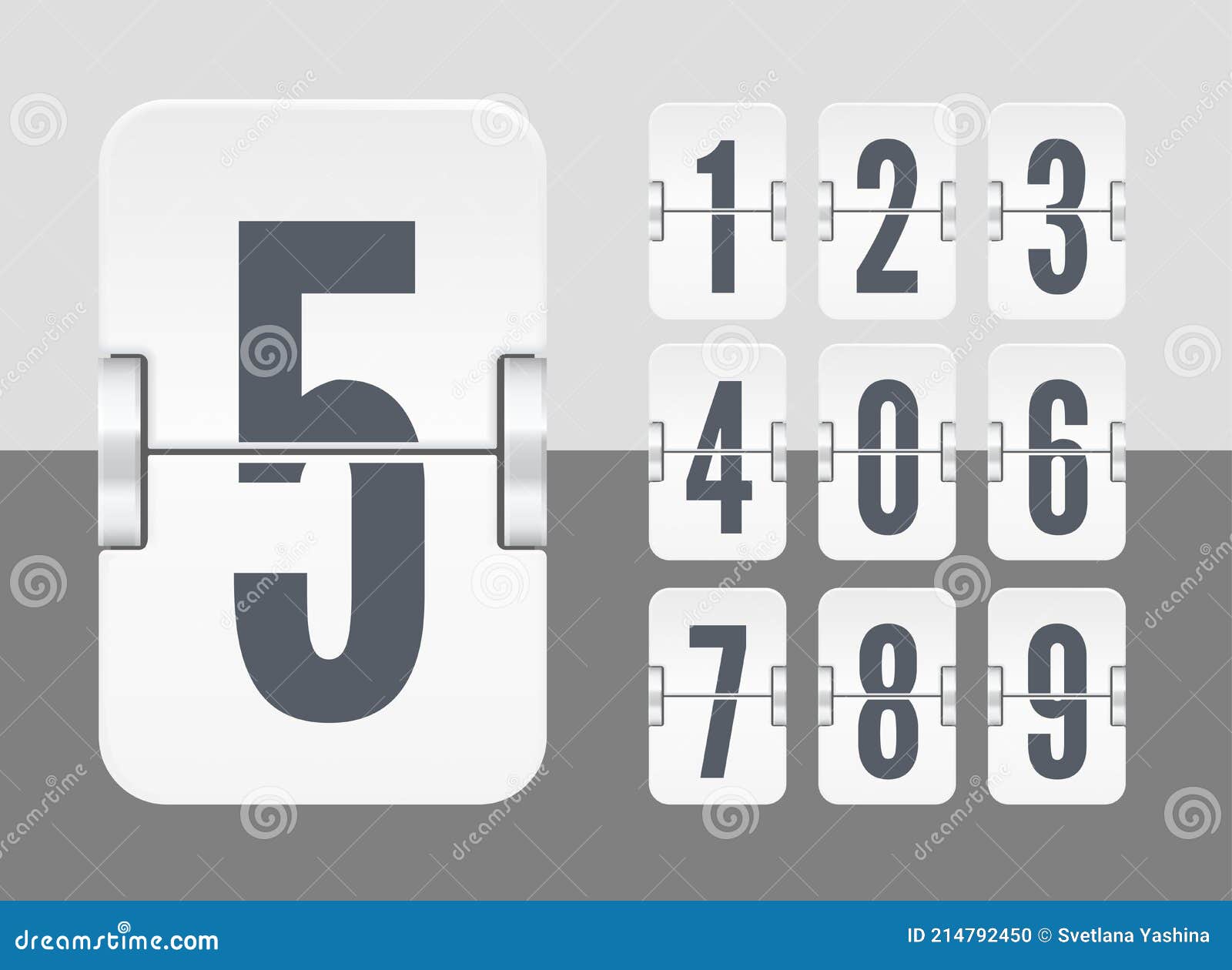 Vector Light Flip Scoreboard Template With Numbersfor White Countdown