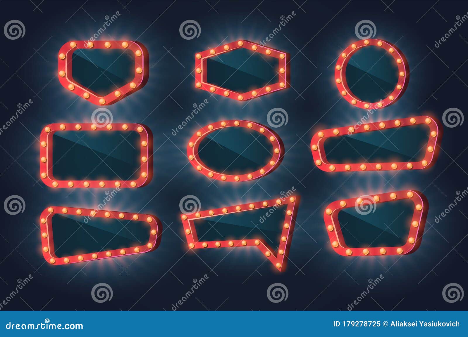 Vector light frame. stock vector. Illustration of bulb - 179278725