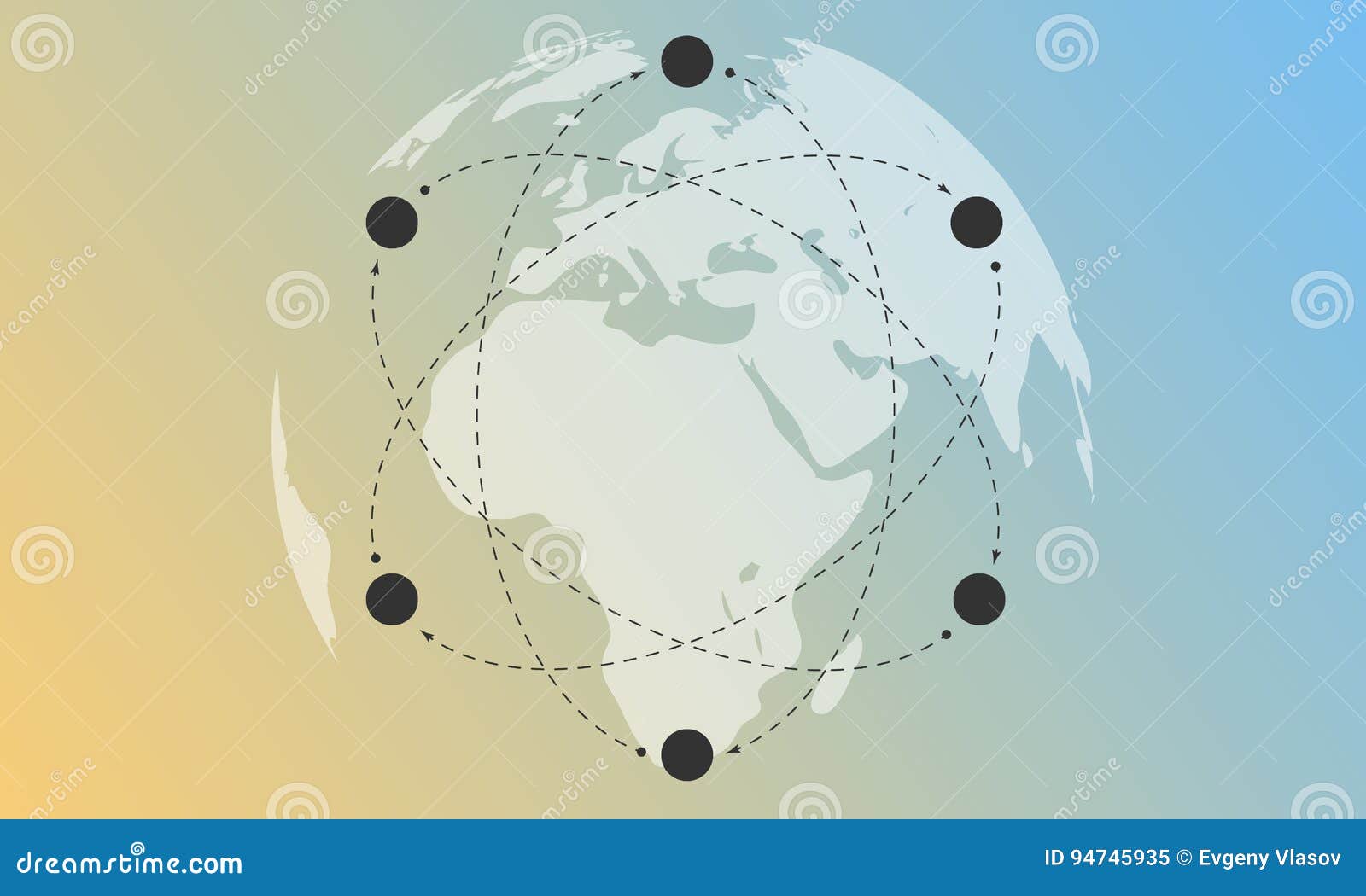 Vector Light Globe, Orbits of Elements and Gradient Background. Stock ...