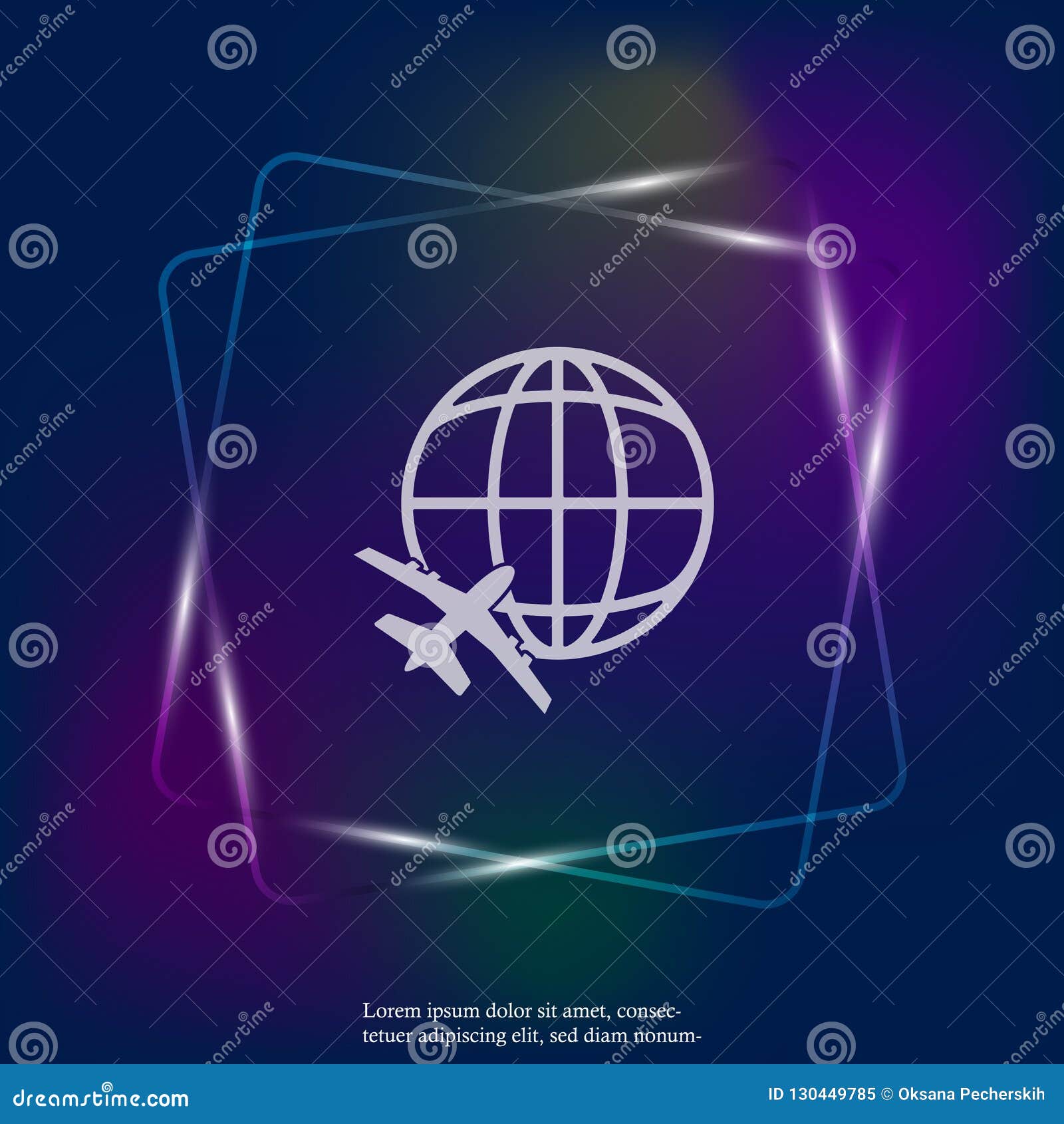 Vector Light Icon Icon Airplane Flying Around the Globe. Layer Stock ...