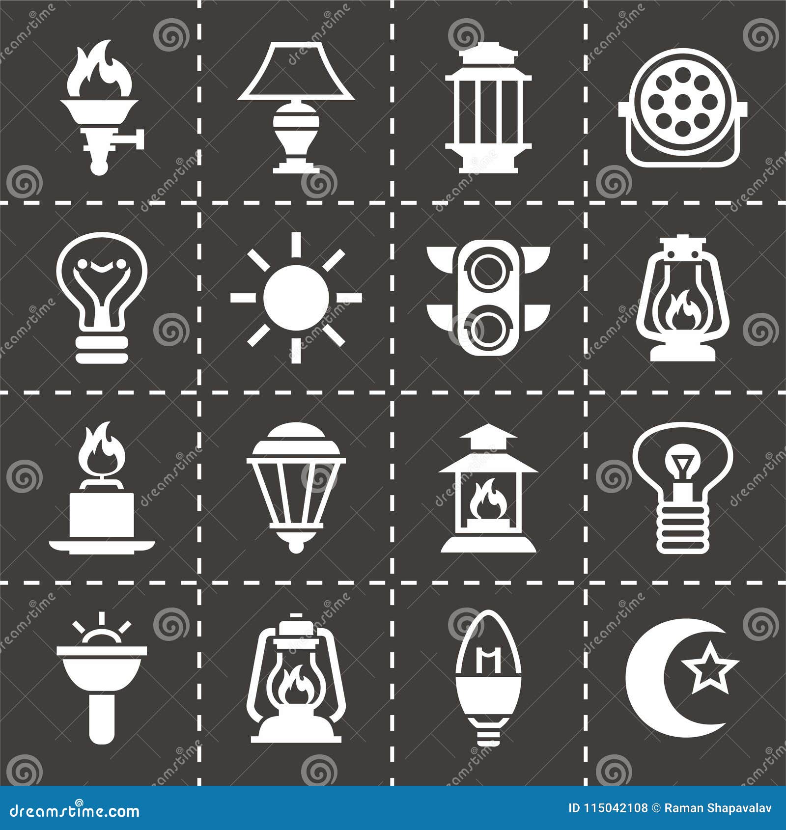 Vector Light icon set stock vector. Illustration of graphic - 115042108