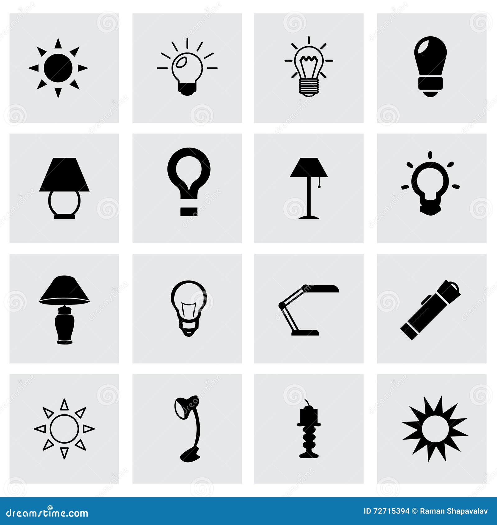 Vector light icon set stock vector. Illustration of fluorescent - 72715394