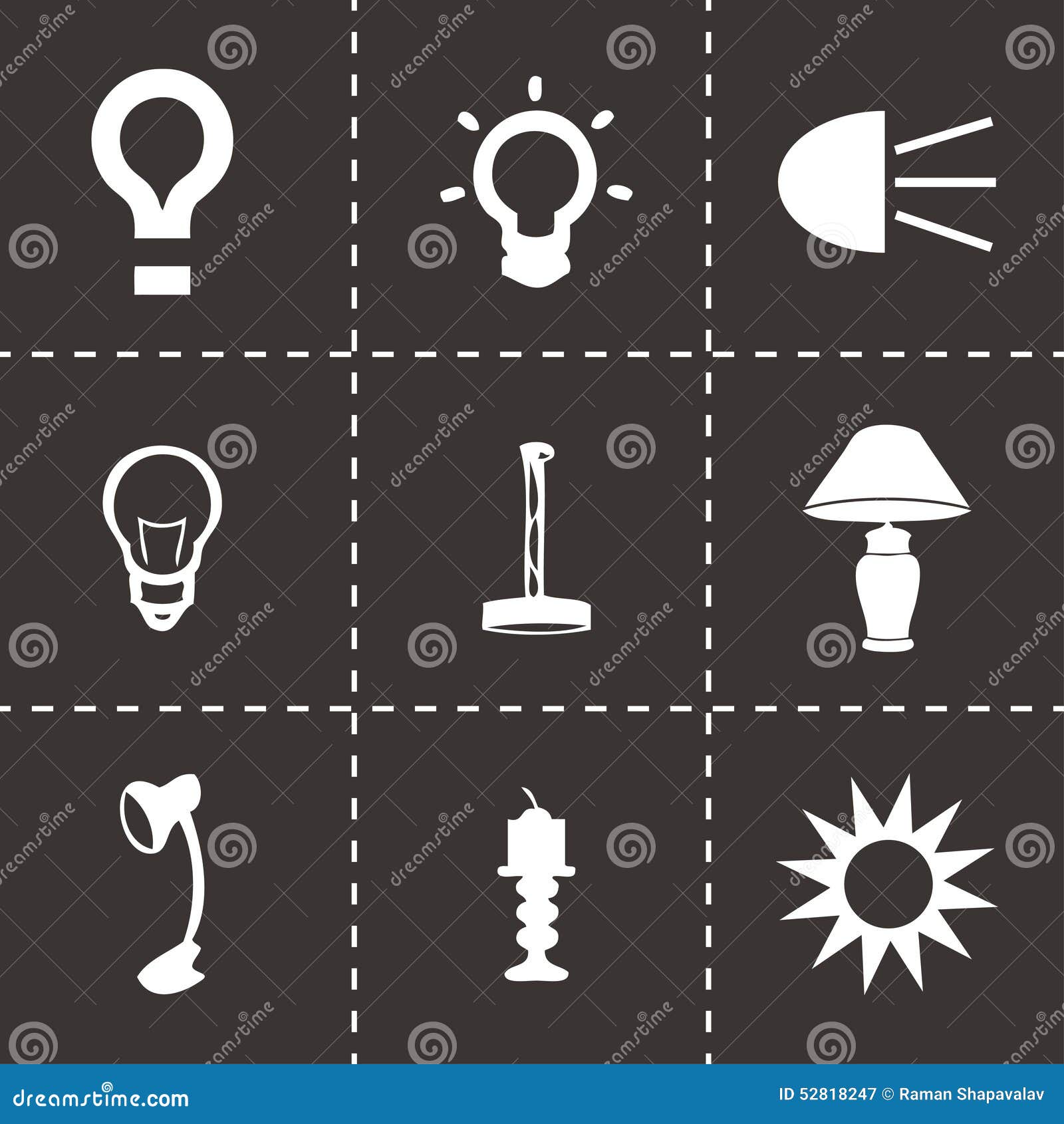 Vector light icons set stock vector. Illustration of graphic - 52818247