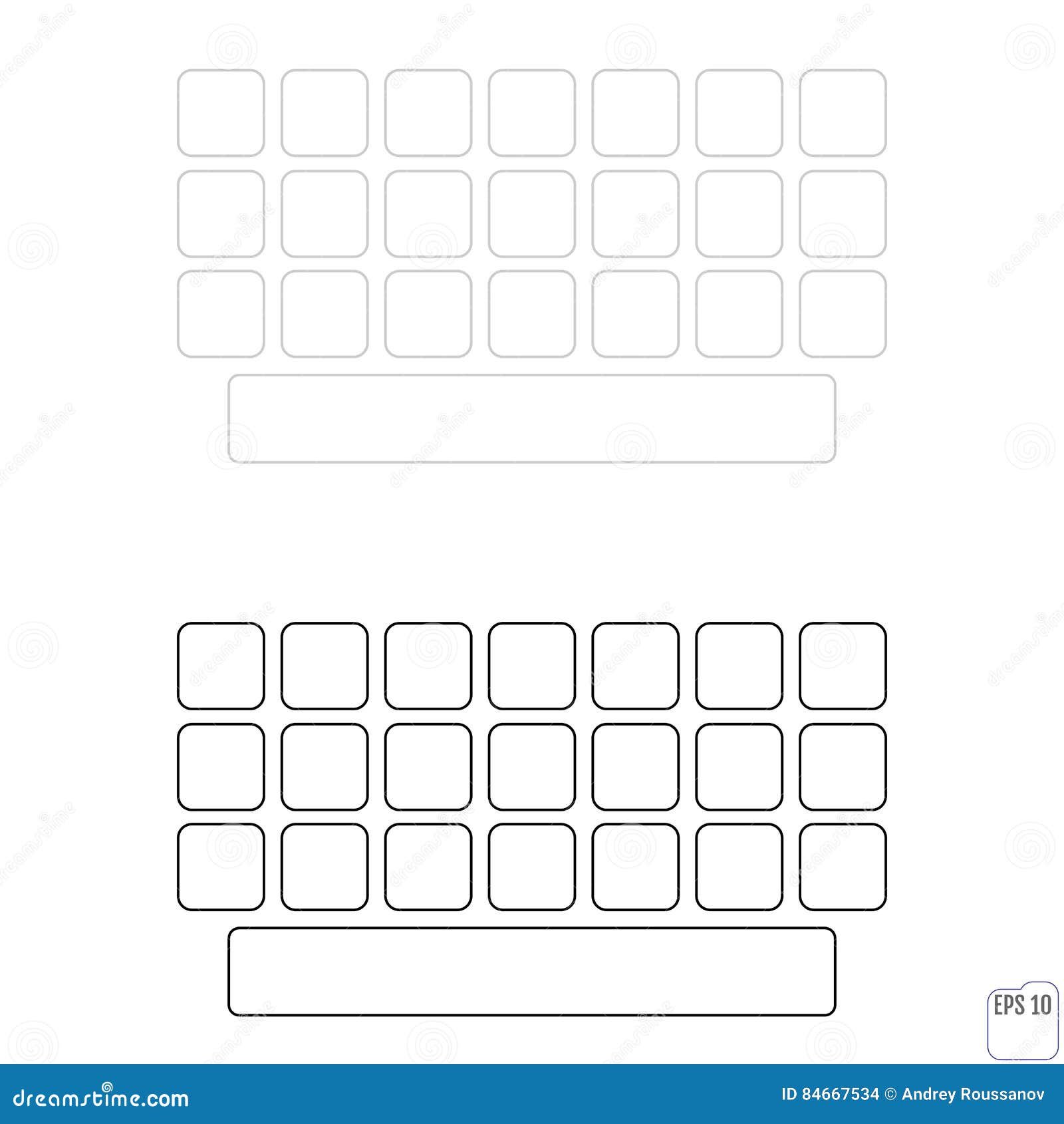 Vector Light Keyboard for Smartphone, Empty Buttons Stock Illustration ...