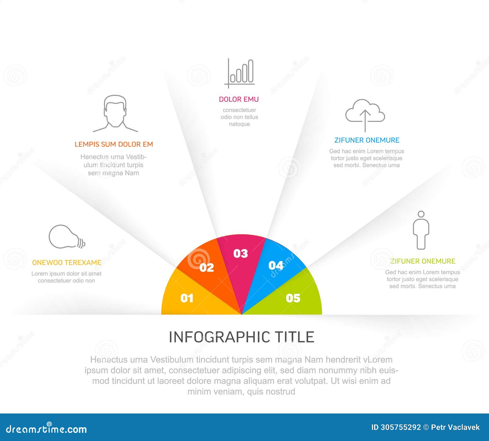 Vector Light Multipurpose Fan Infographic with Five Elements Template ...