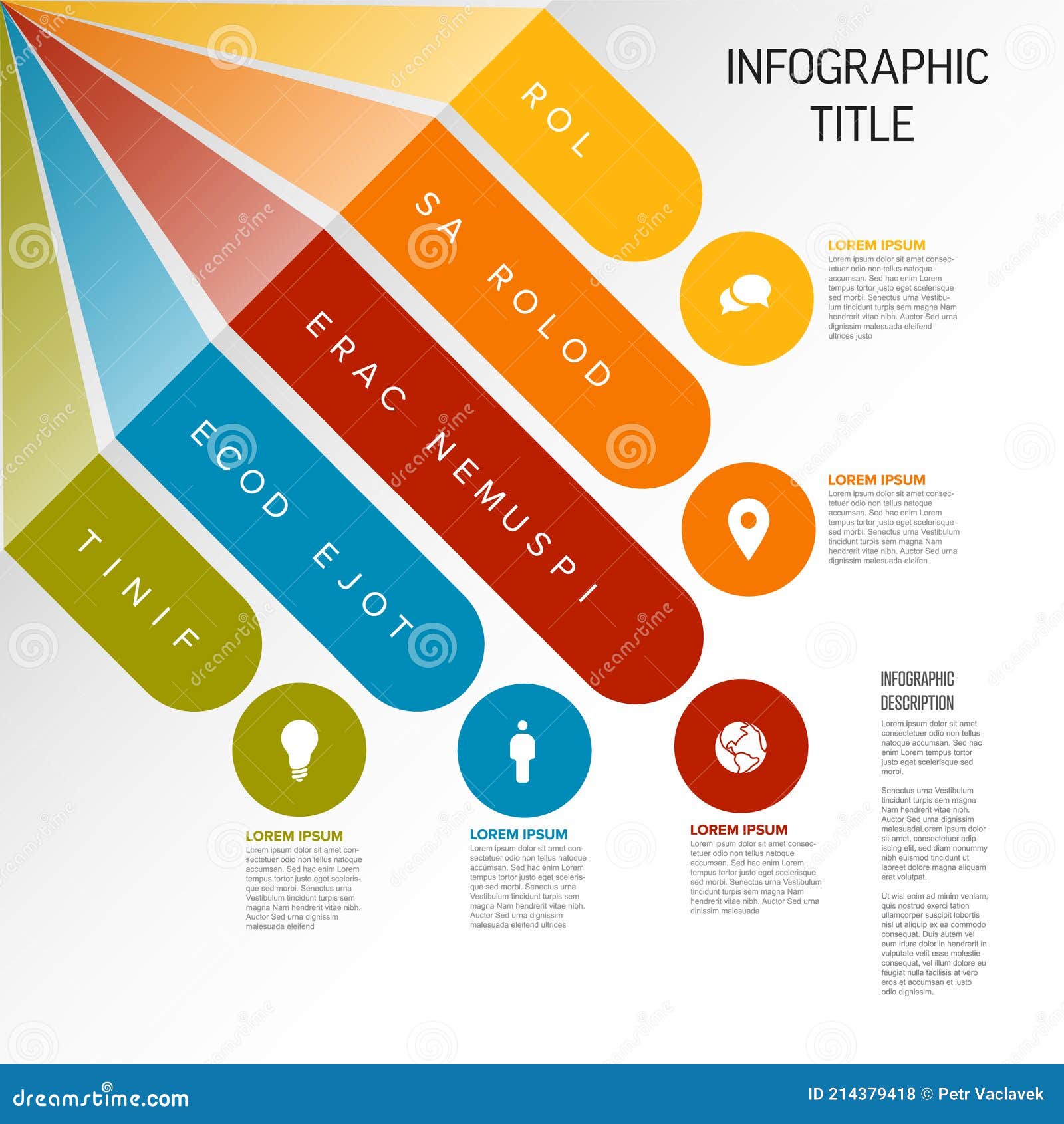 Vector Light Multipurpose Infographic Template with Five Diagonal ...