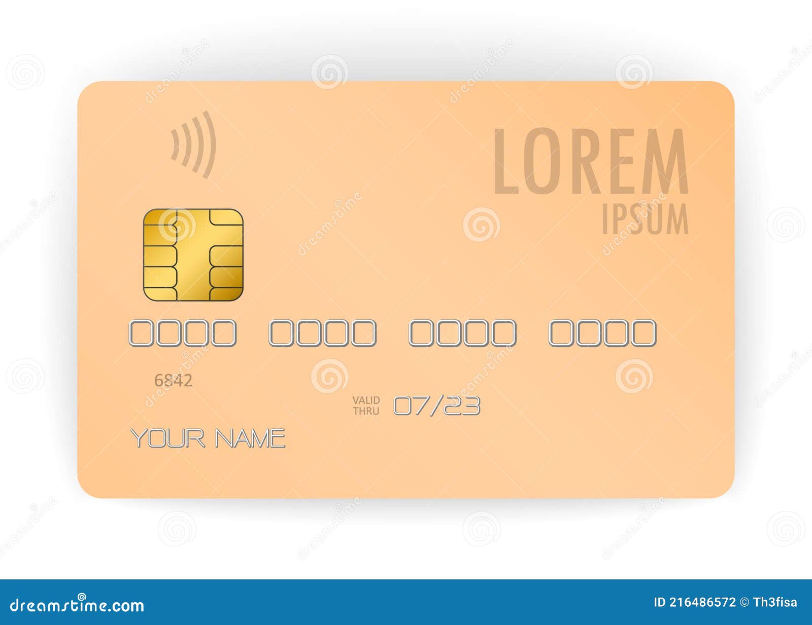 Vector Light Orange Credit Card with Shadow Stock Vector - Illustration ...