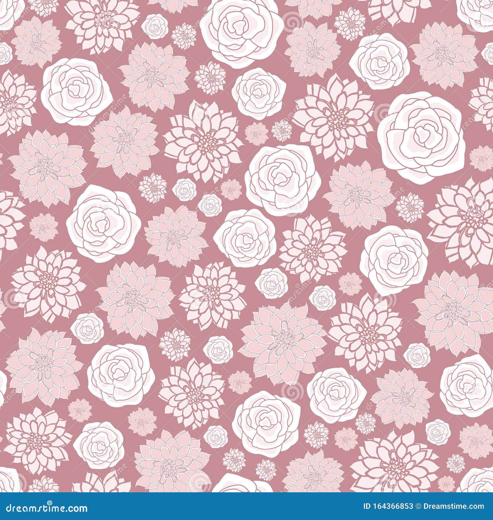 Vector Light Pink Flowers Scattered on a Pink Background Seamless ...