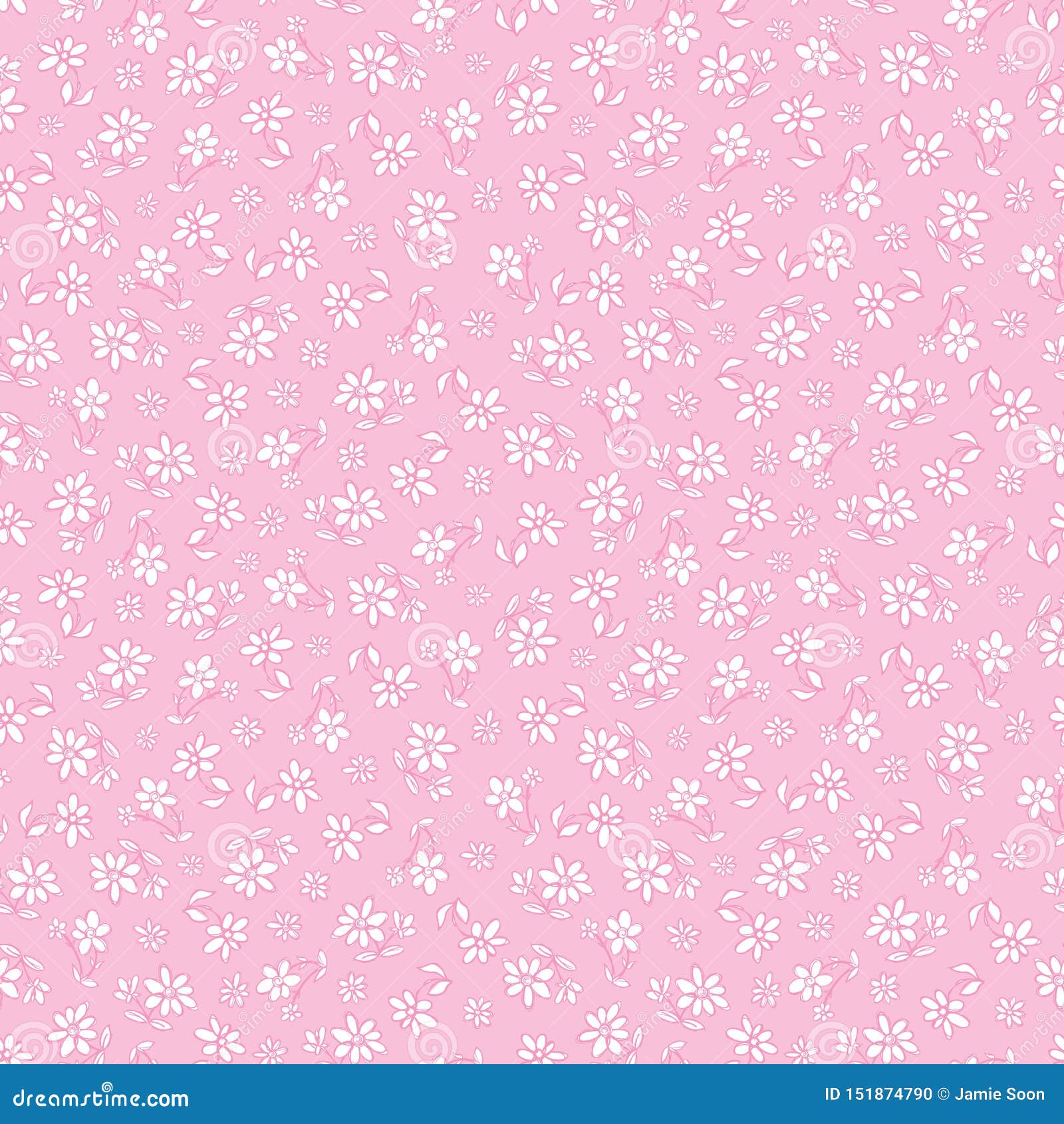 Vector Light Pink Hand Drawn Flowers Repeat Pattern. Suitable for Gift ...