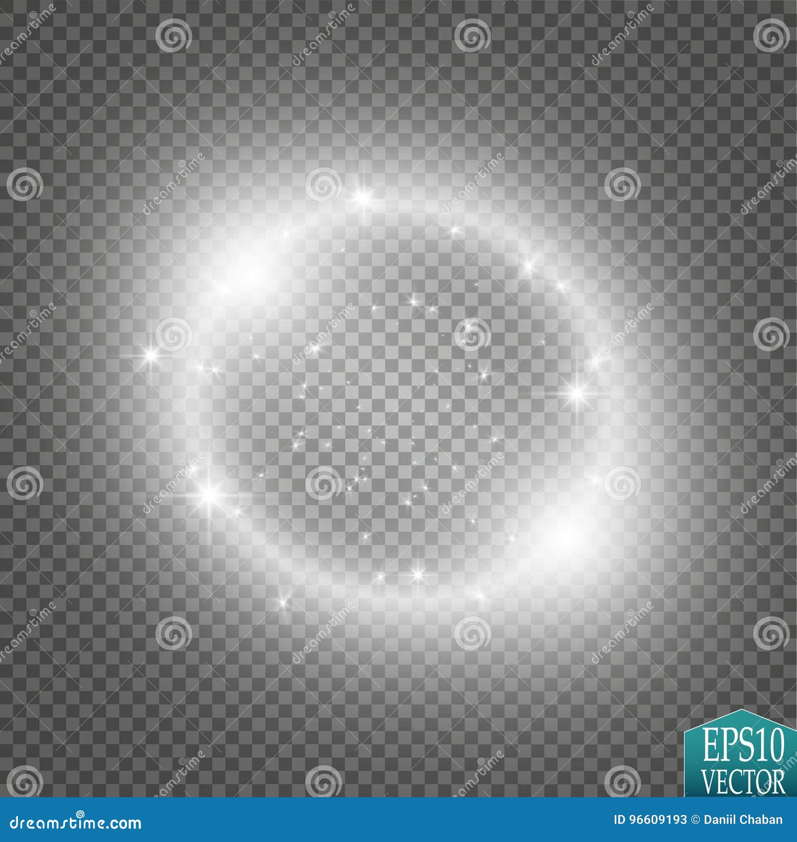 Vector Light Ring. Round Shiny Frame with Lights Dust Trail Particles ...