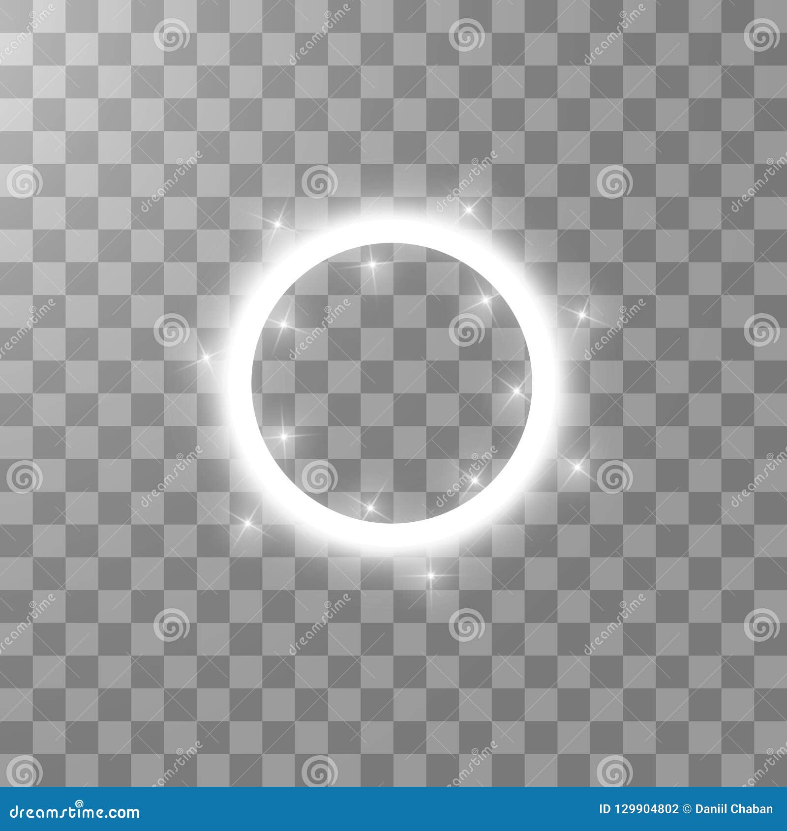 Vector Light Ring. Round Shiny Frame with Lights Dust Trail Particles ...