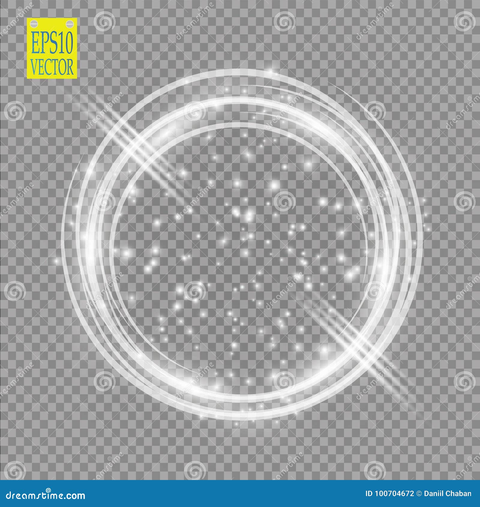 Vector Light Ring. Round Shiny Frame with Lights Dust Trail Particles ...
