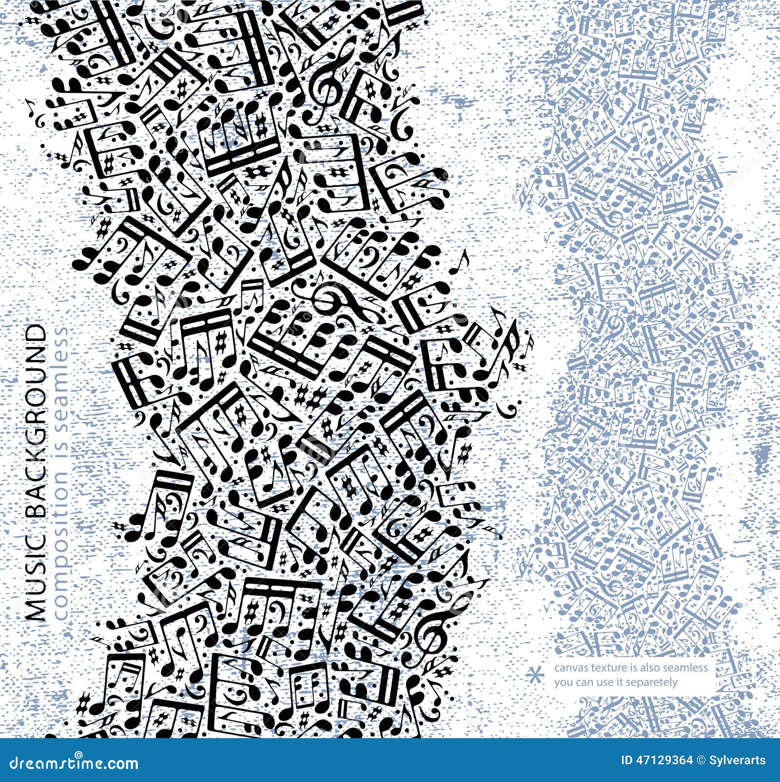 Vector Light Seamless Music Background, Canvas Texture With Black ...