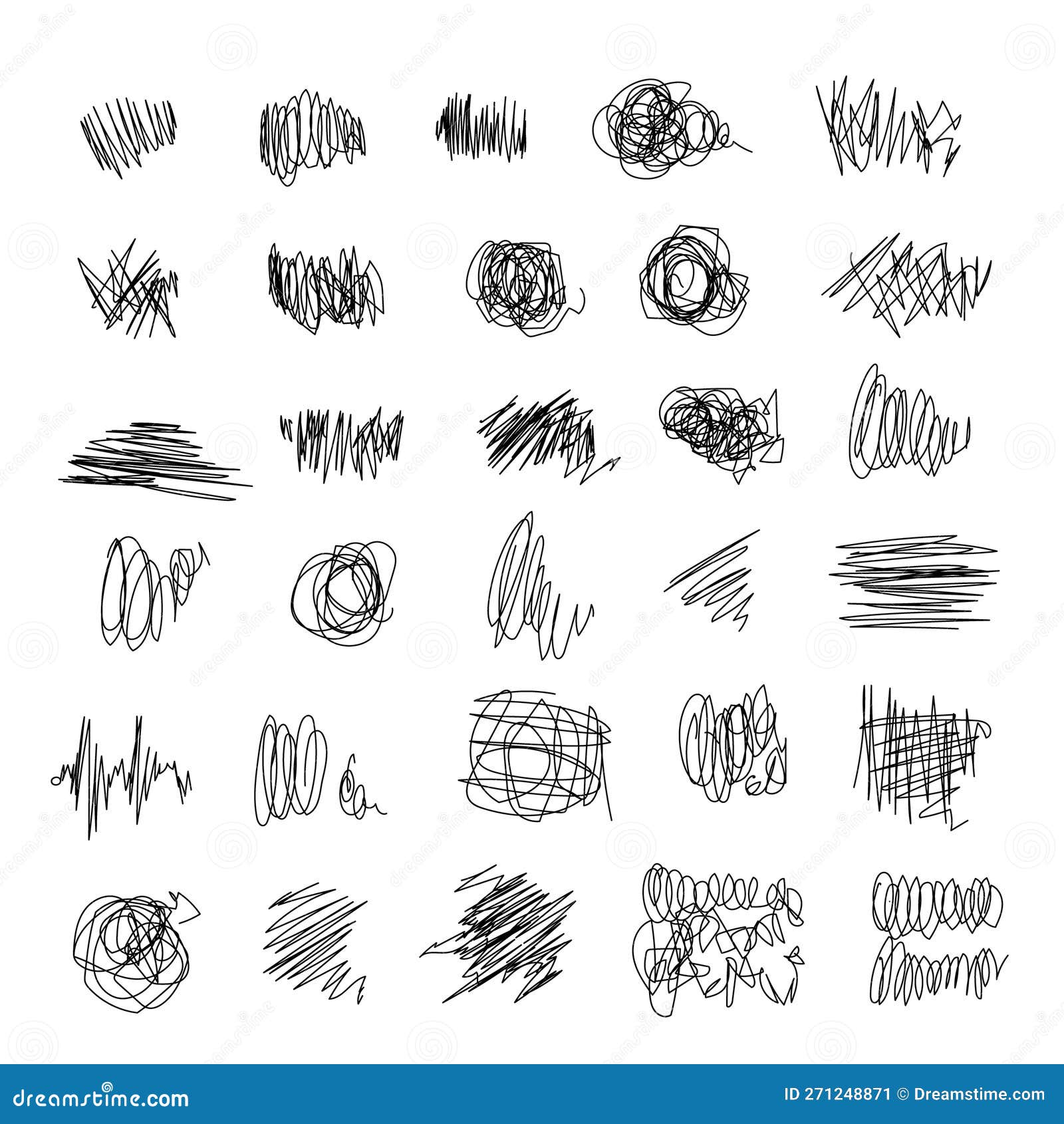 Vector Light Set of Hand Drawn Scribble Line Shapes. Scribble Brush ...